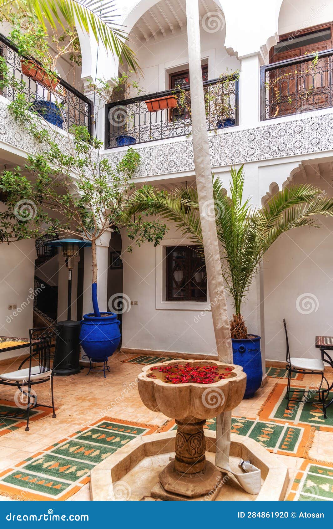 Interior of a Riad, Marrakech, Morocco Stock Photo - Image of inside ...