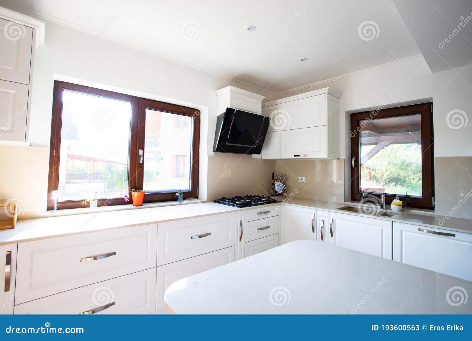 Interior of a Rich House Kitchen Stock Image - Image of modern, wood ...