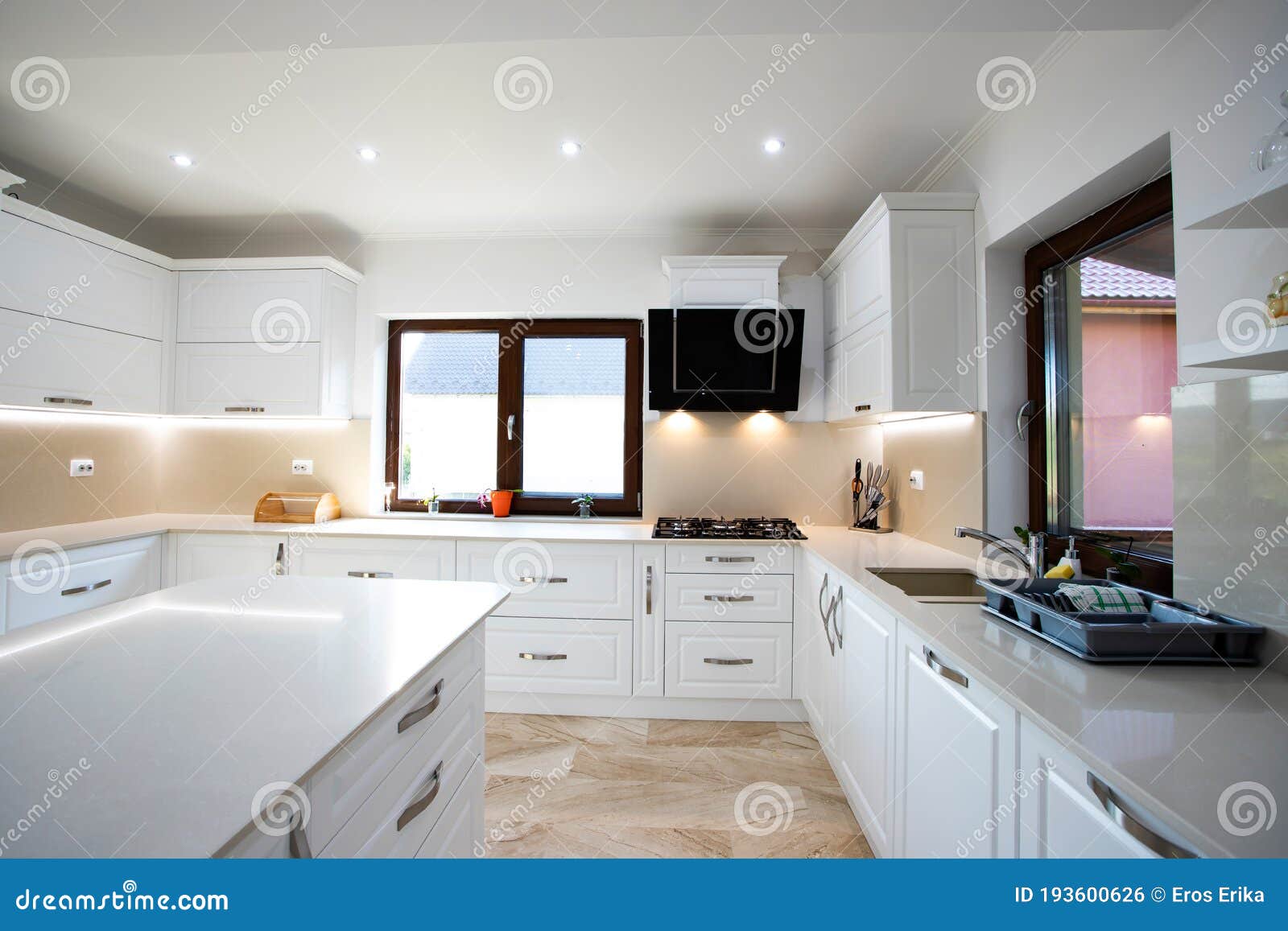 Interior of a Rich House Kitchen Stock Photo - Image of architecture ...