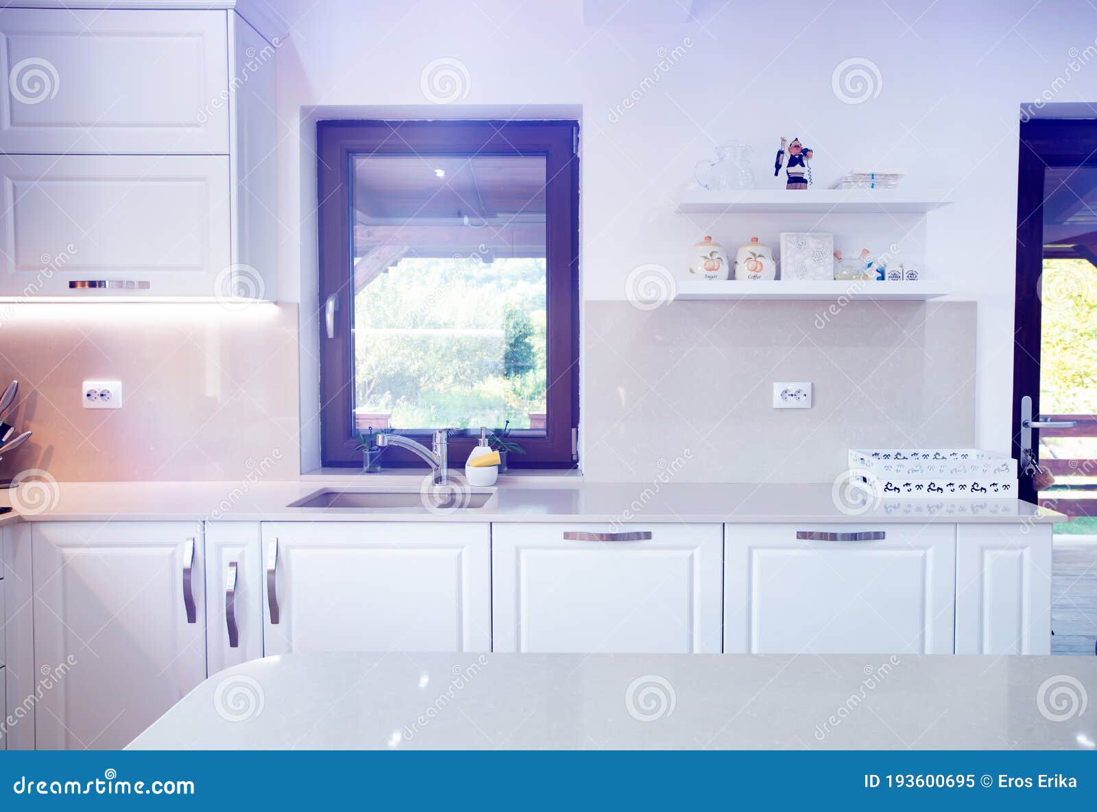 Interior of a Rich House Kitchen Stock Image - Image of floor, stove ...