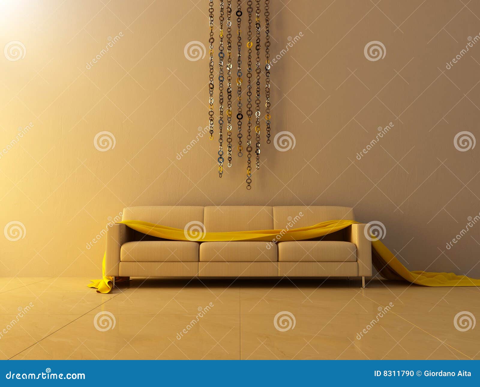 Interior - Ring Chain Decorated Wall Stock Illustration - Illustration ...