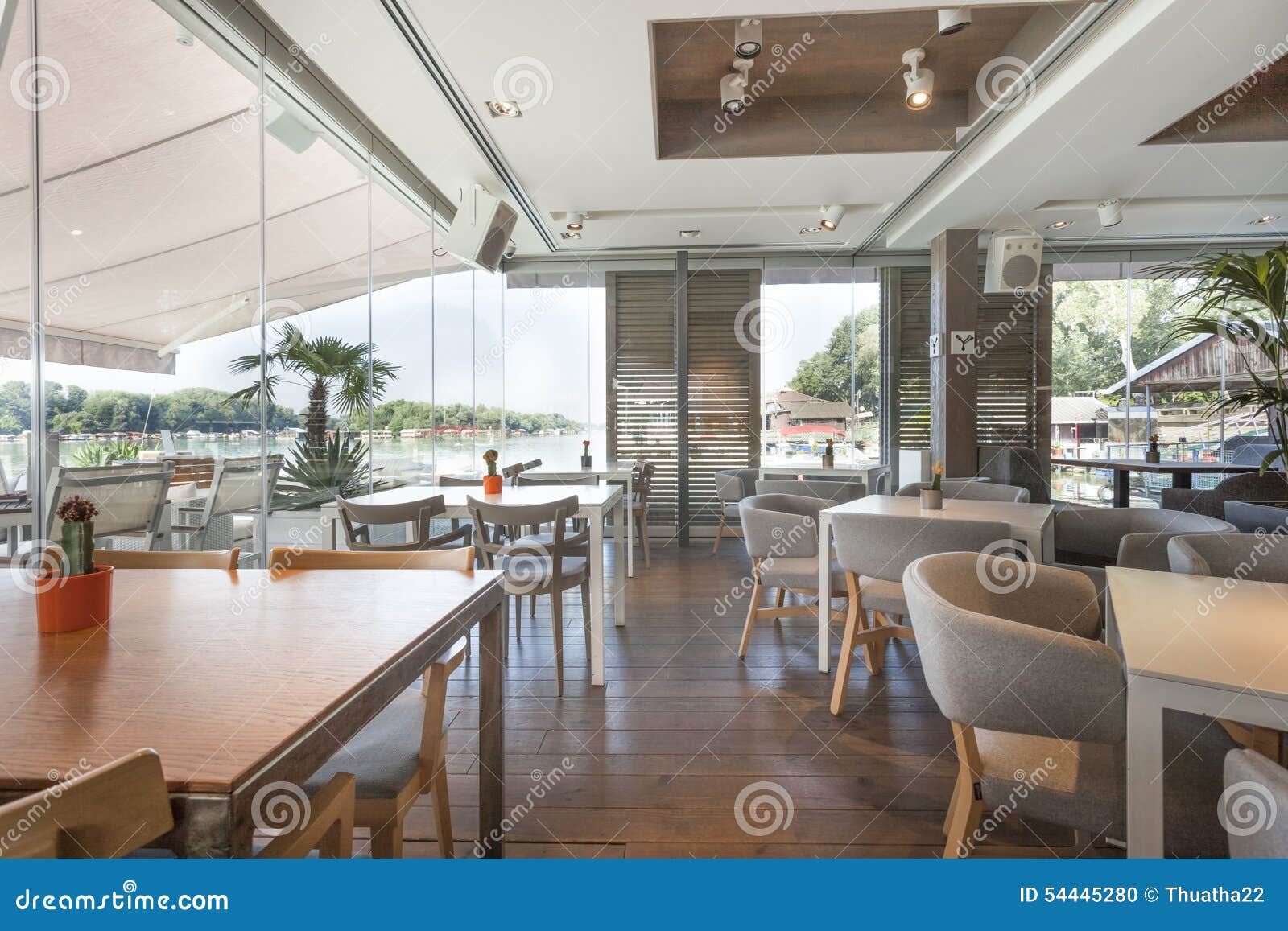 Interior of a Riverside Cafe Stock Photo - Image of cafe, lake: 54445280