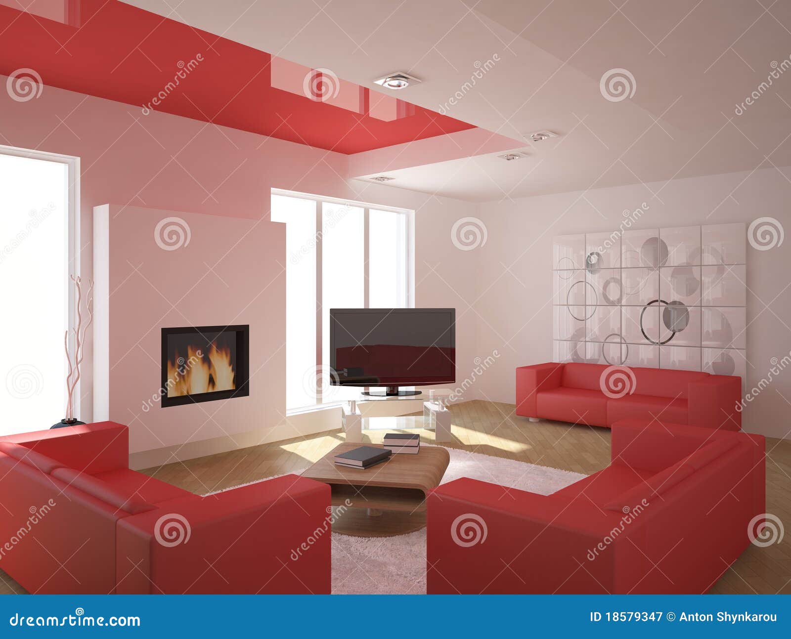 Interior Rojo Del Diseño Moderno Stock de ilustración - Ilustración de ...