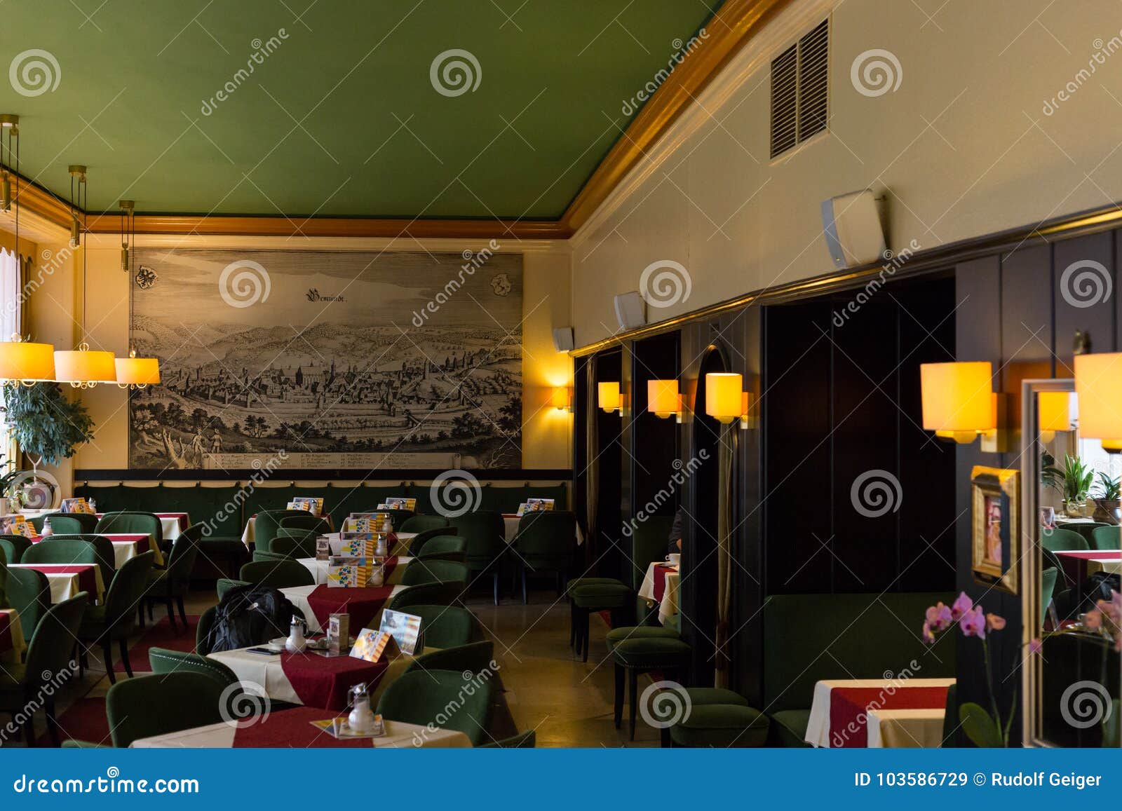 Interior of romantic cafe editorial stock image. Image of inside ...