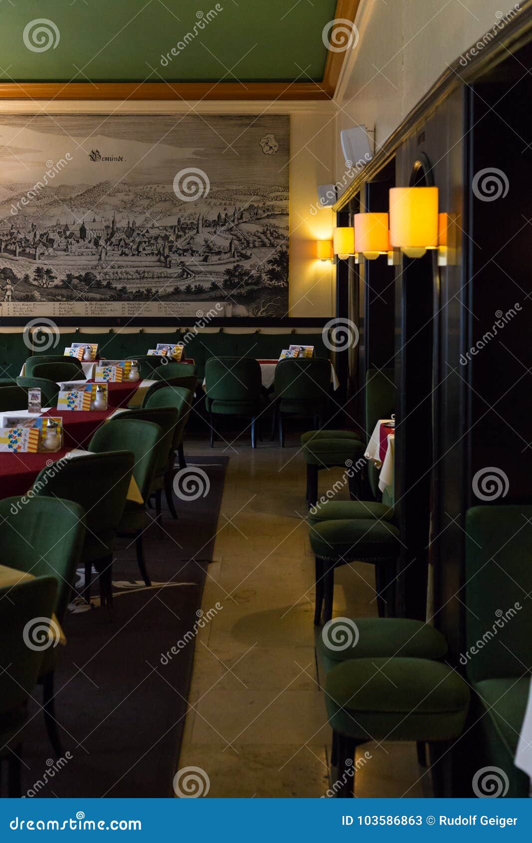 Interior of romantic cafe editorial stock photo. Image of brussels ...