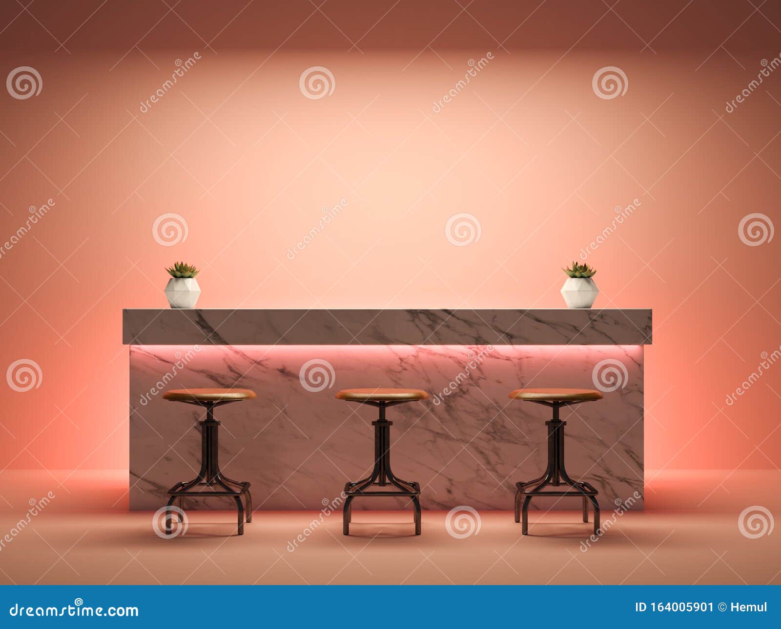 Interior Room with Bar Counter 3D Rendering Stock Illustration ...