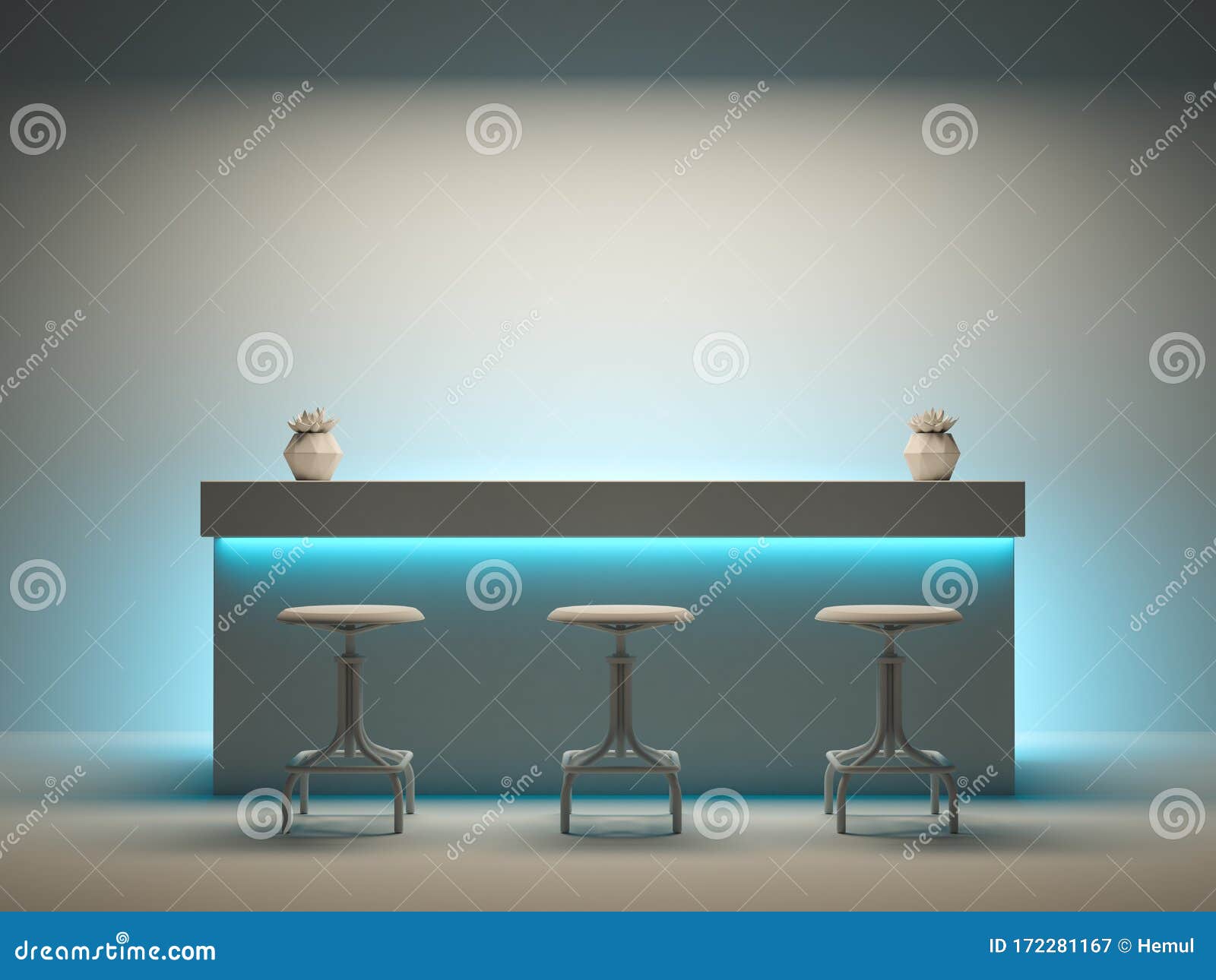 Interior Room with Bar Counter 3D Rendering Stock Illustration ...