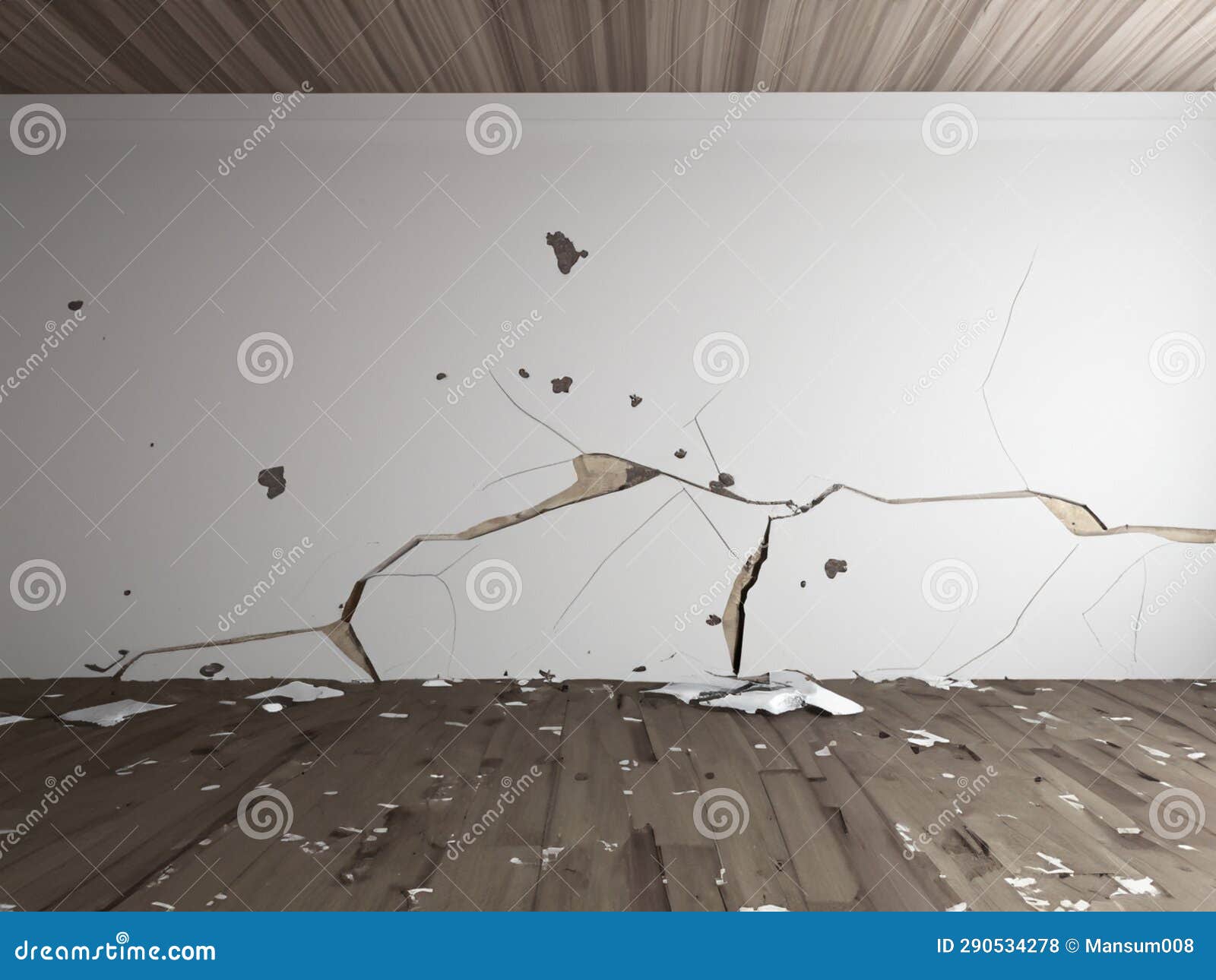 Interior of a Room with Broken Walls, a Concrete Floor, a Window and a ...
