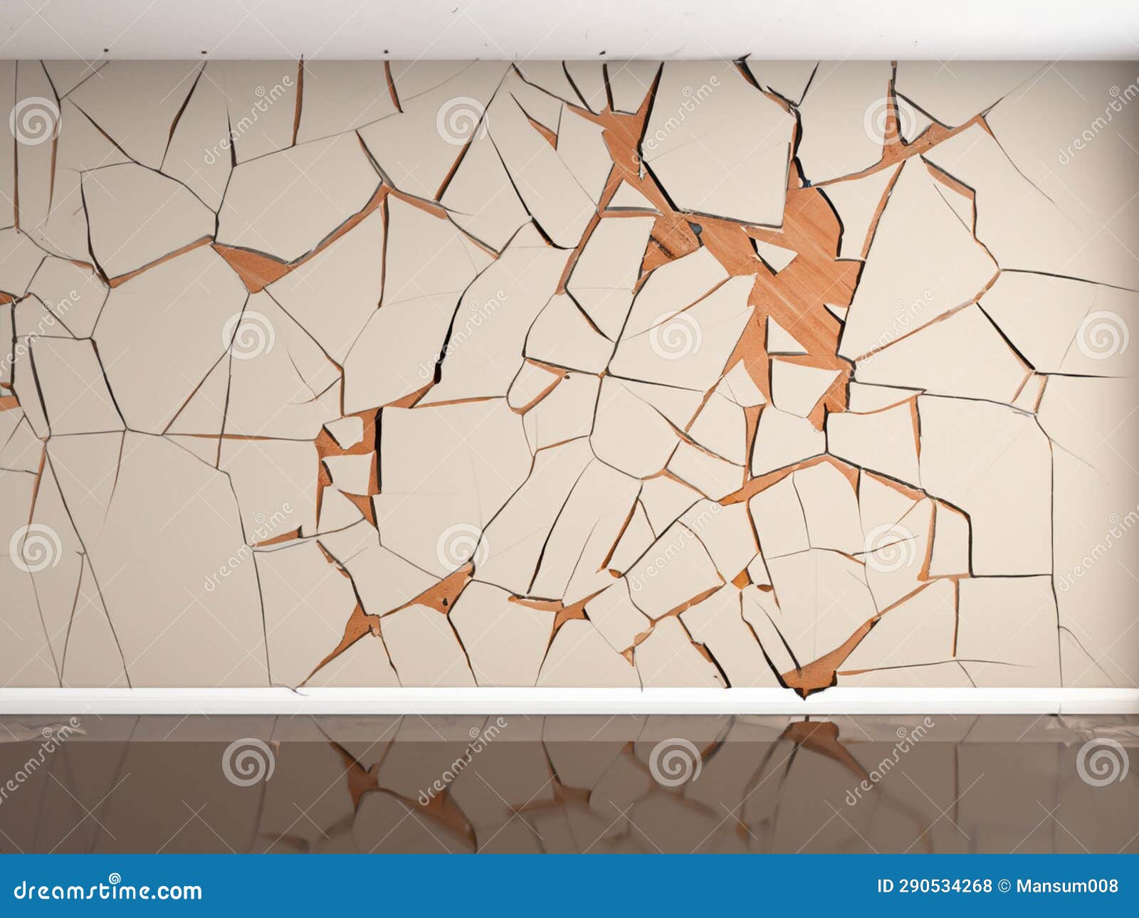 Interior of a Room with Broken Walls, a Concrete Floor, a Window and a ...