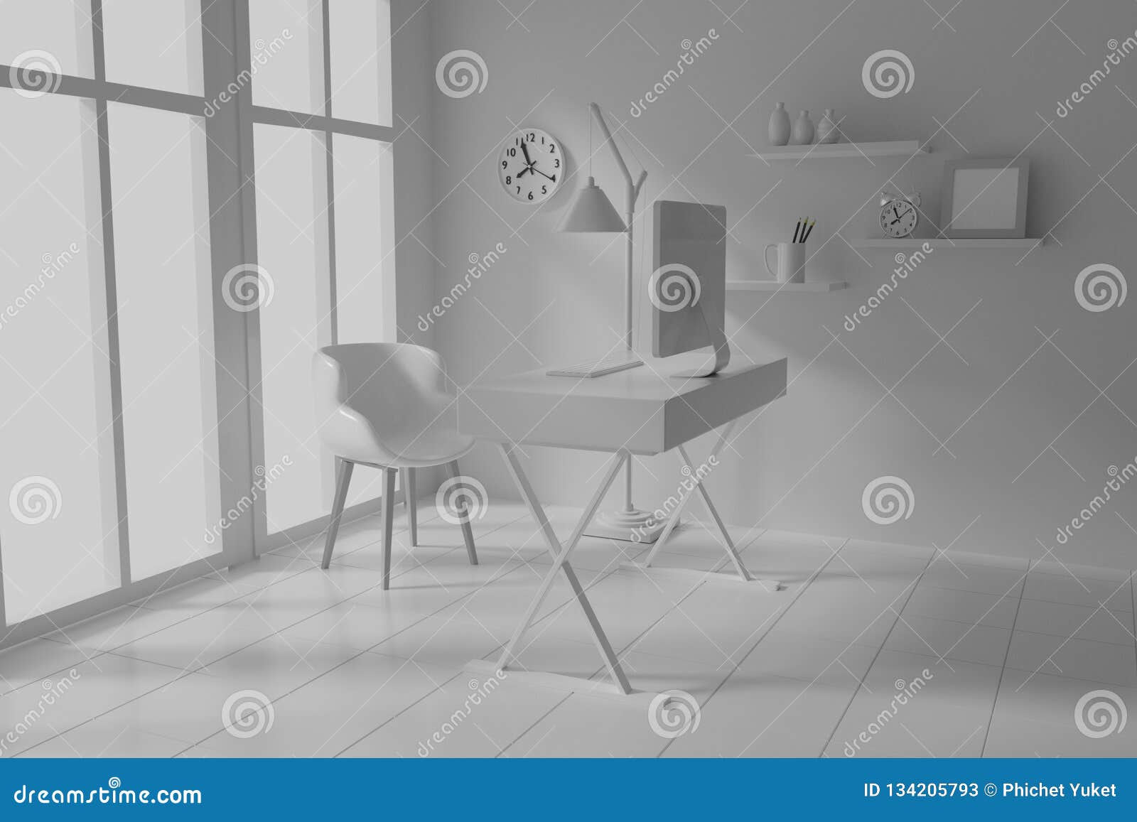 Interior Room Design 3d Render Stock Illustration - Illustration of ...