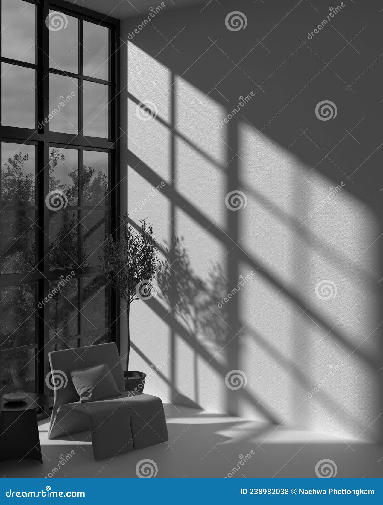 Interior Room with Light and Shadow Patterns Stock Photo - Image of ...
