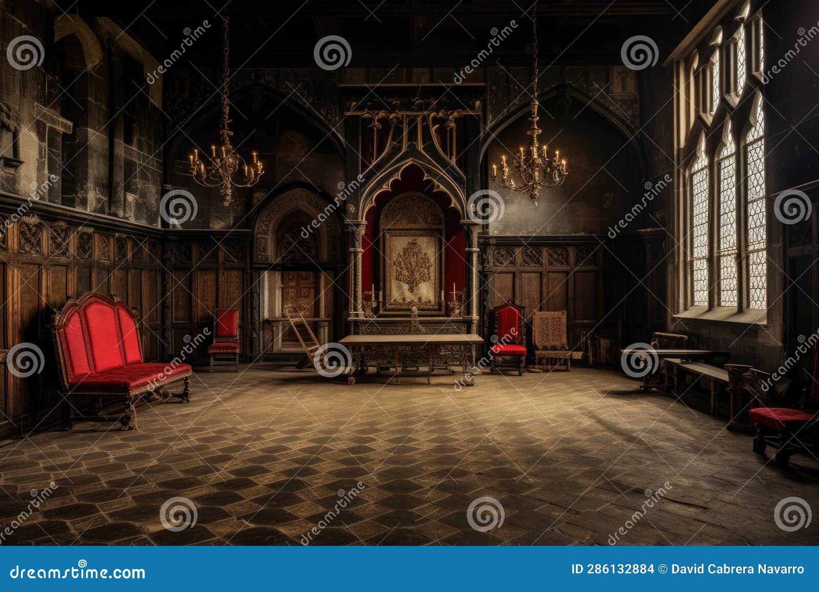 Interior Room Medieval Castle Stock Illustration - Illustration of ...