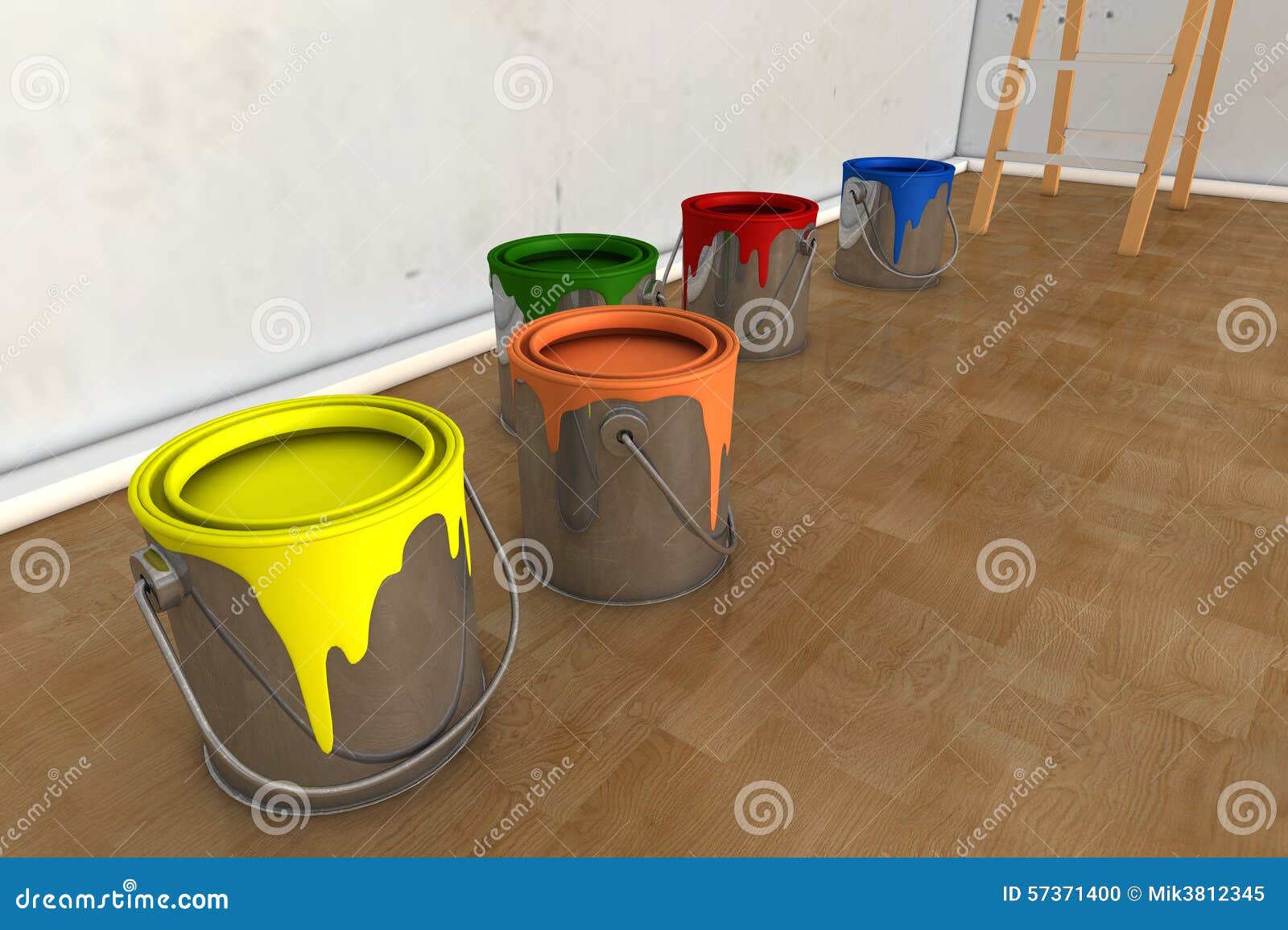 Interior Room and Paint Cans Stock Photo - Image of architecture ...