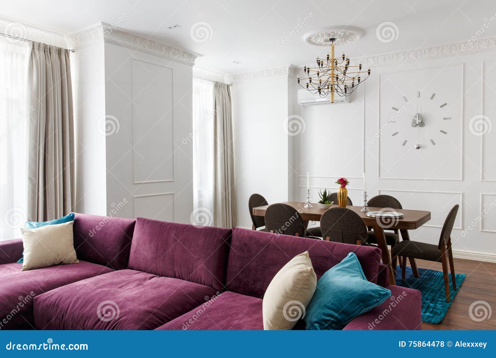 Interior Room Studio Apartment with White Walls, the Kitchen Tab Stock ...