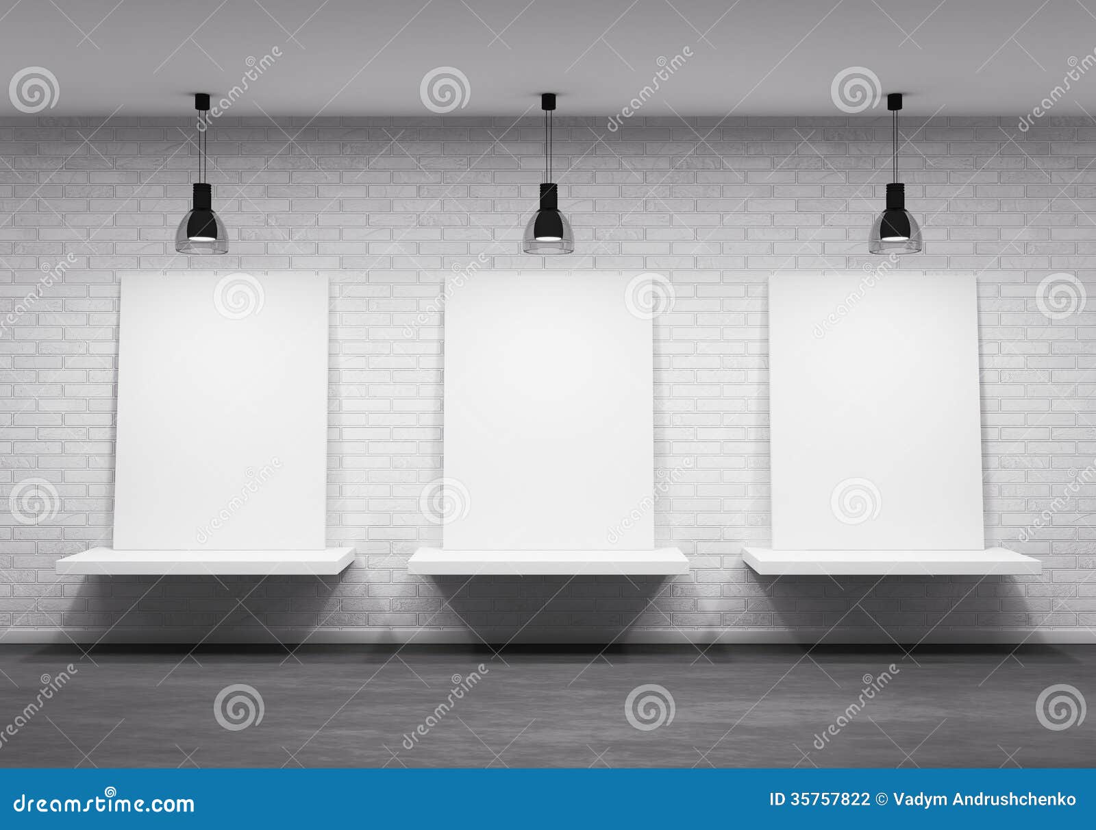 Interior of a Room with Three Posters Stock Illustration - Illustration ...