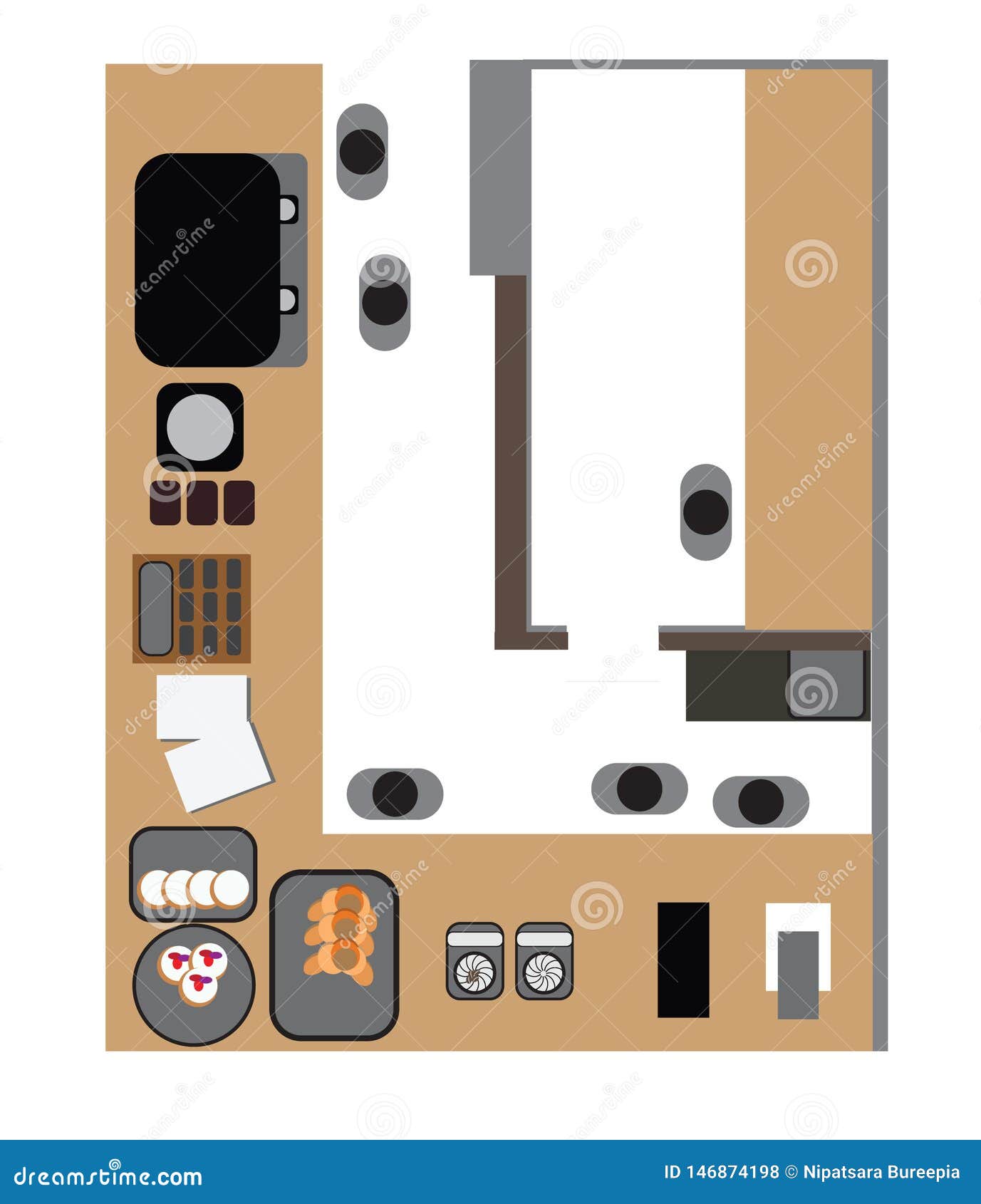 Interior Room Top Plan Coffee Shop and Graphic Coffee Counter Bar ...