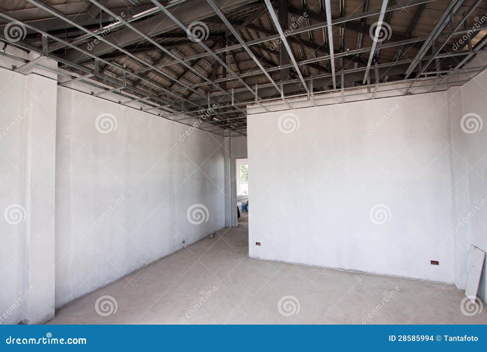 Interior of a Room Under Construction. Stock Photo - Image of pillars ...