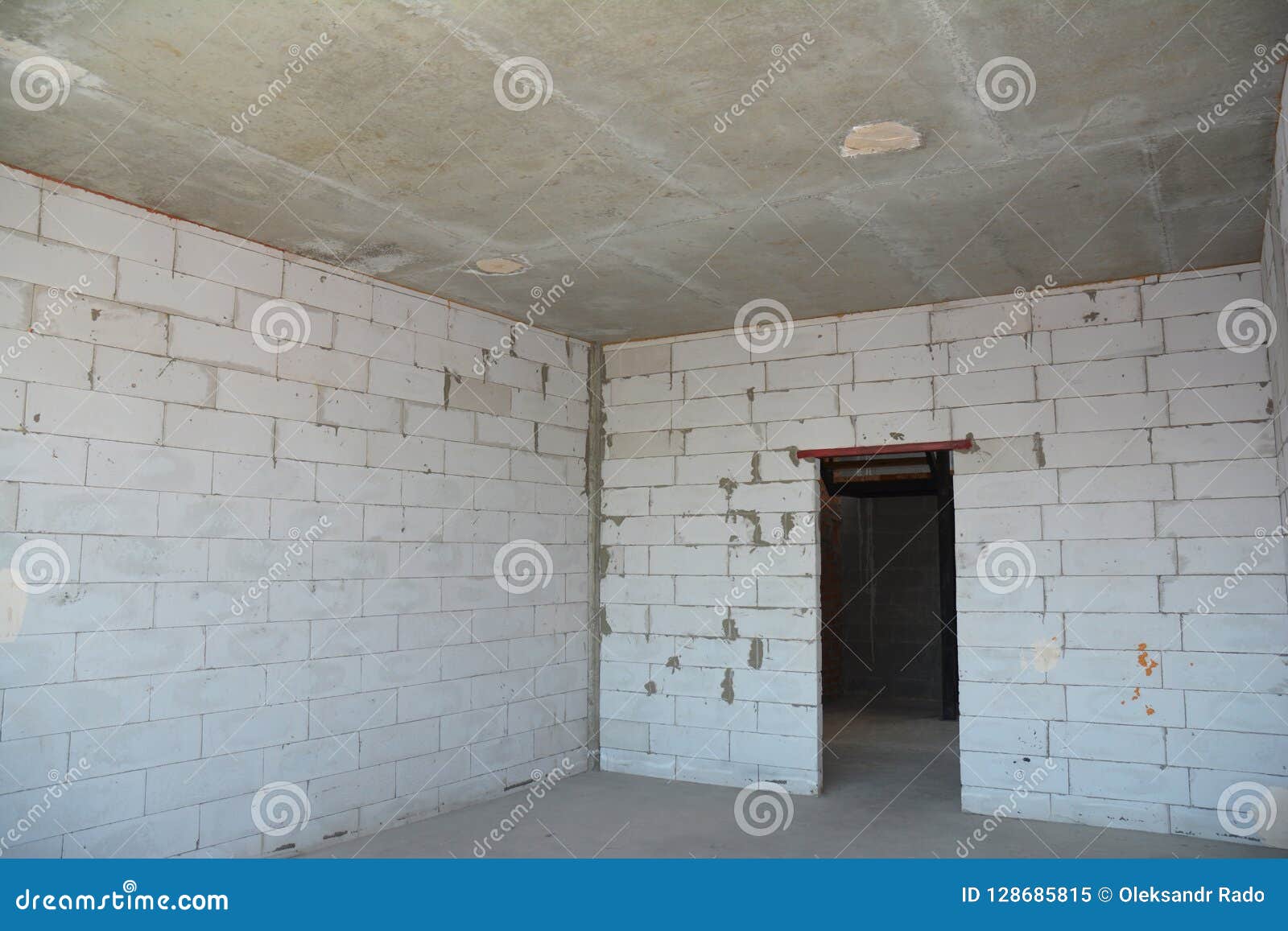 Interior Room Under Construction. Wall without Plasterwork. Stock Image ...
