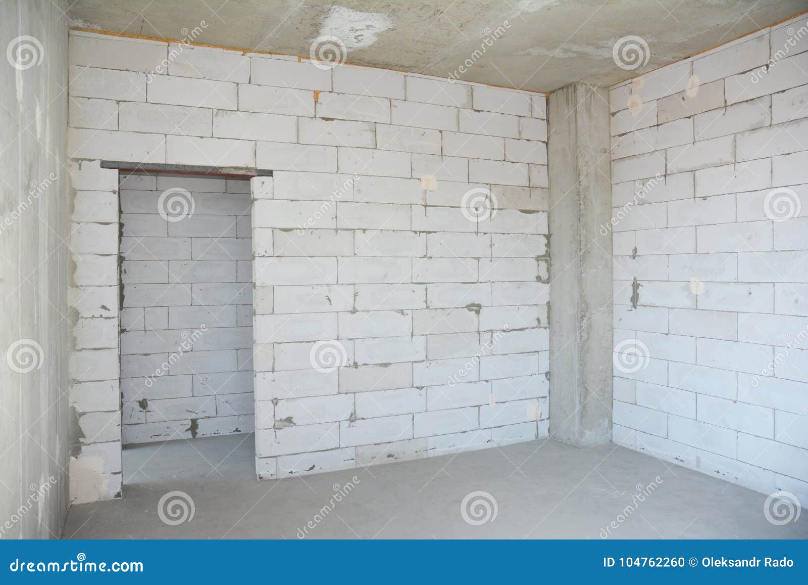 Interior Room Under Construction. Wall without Plasterwork Stock Photo ...
