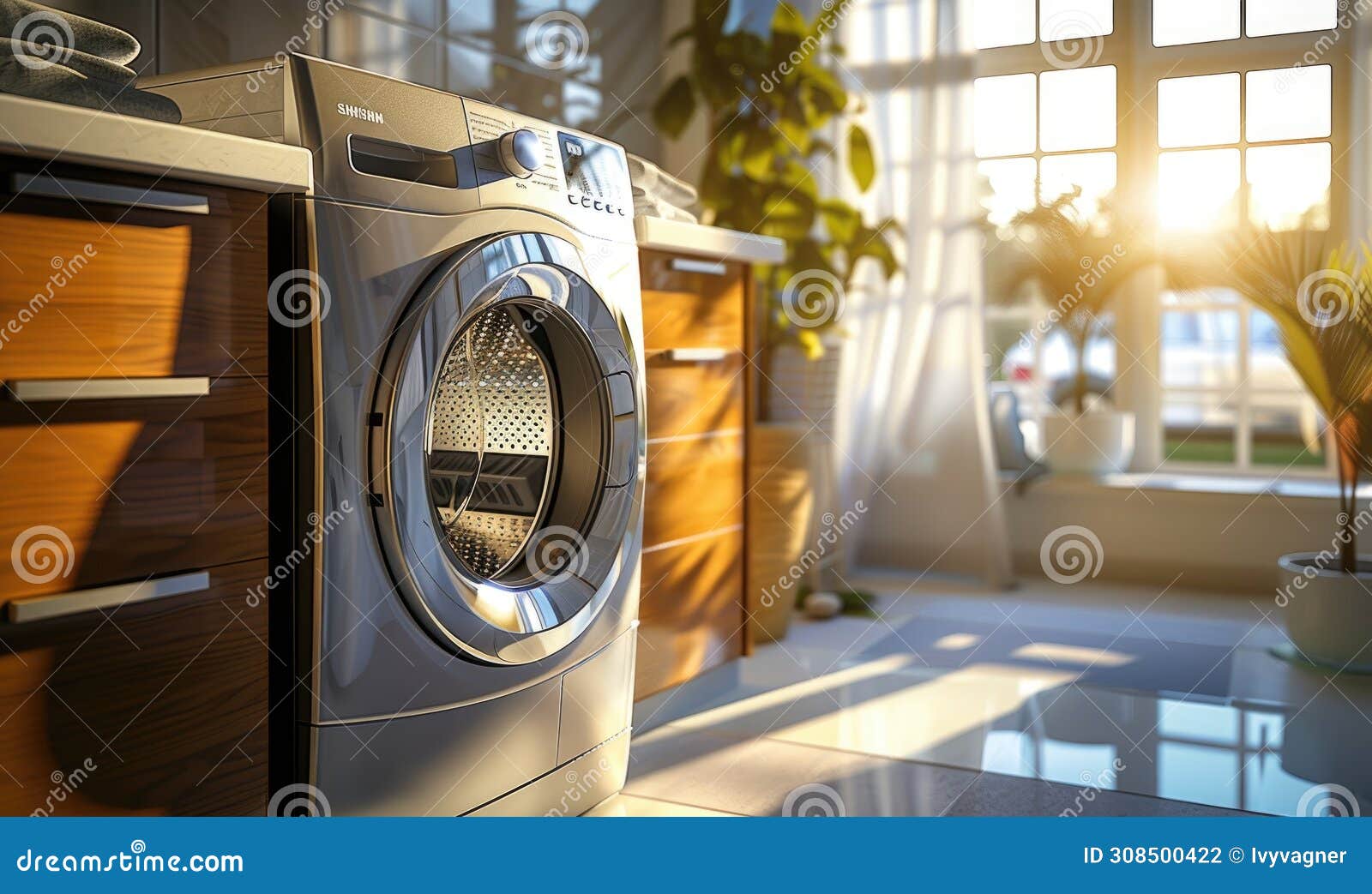 Interior of Room with Washing Machine Stock Photo - Image of laundry ...