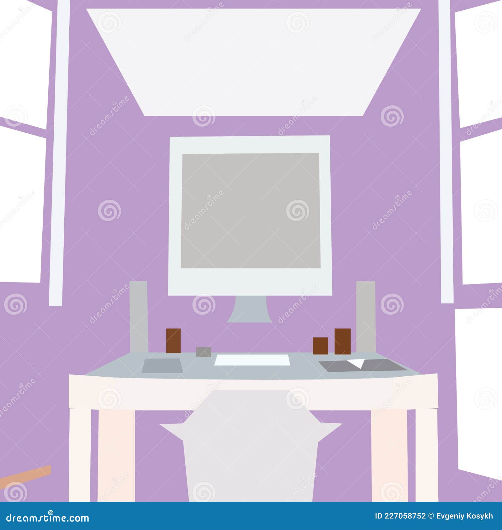 The Interior of the Room for Working with a Computer. Stock Vector ...