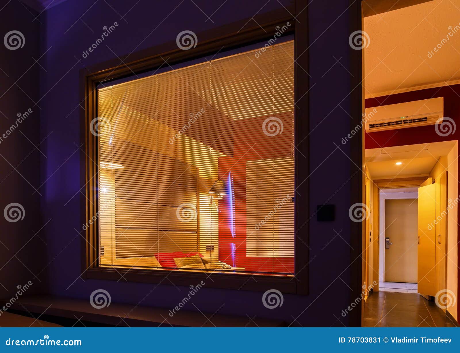 Interior Rooms of a Modern Hotel, Blinds in the Window Separating the ...