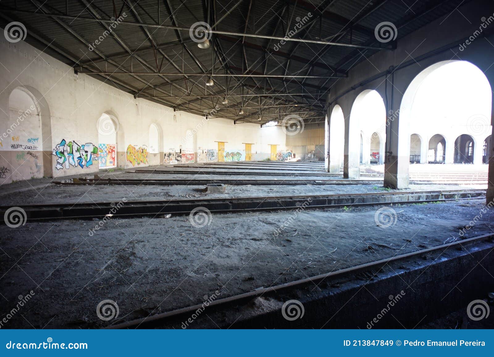 Interior of a Rotating System Train Workshop. Arch Construction ...