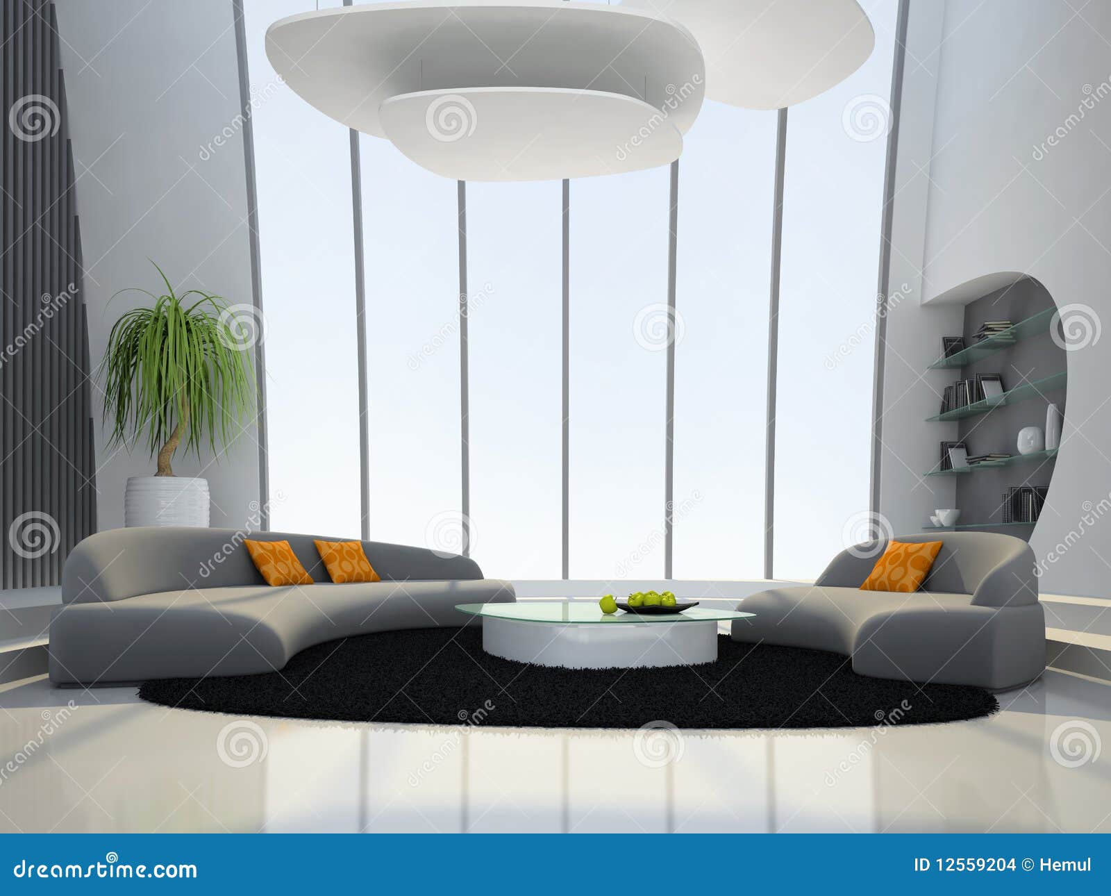 Interior of the Round Living-room Stock Illustration - Illustration of ...