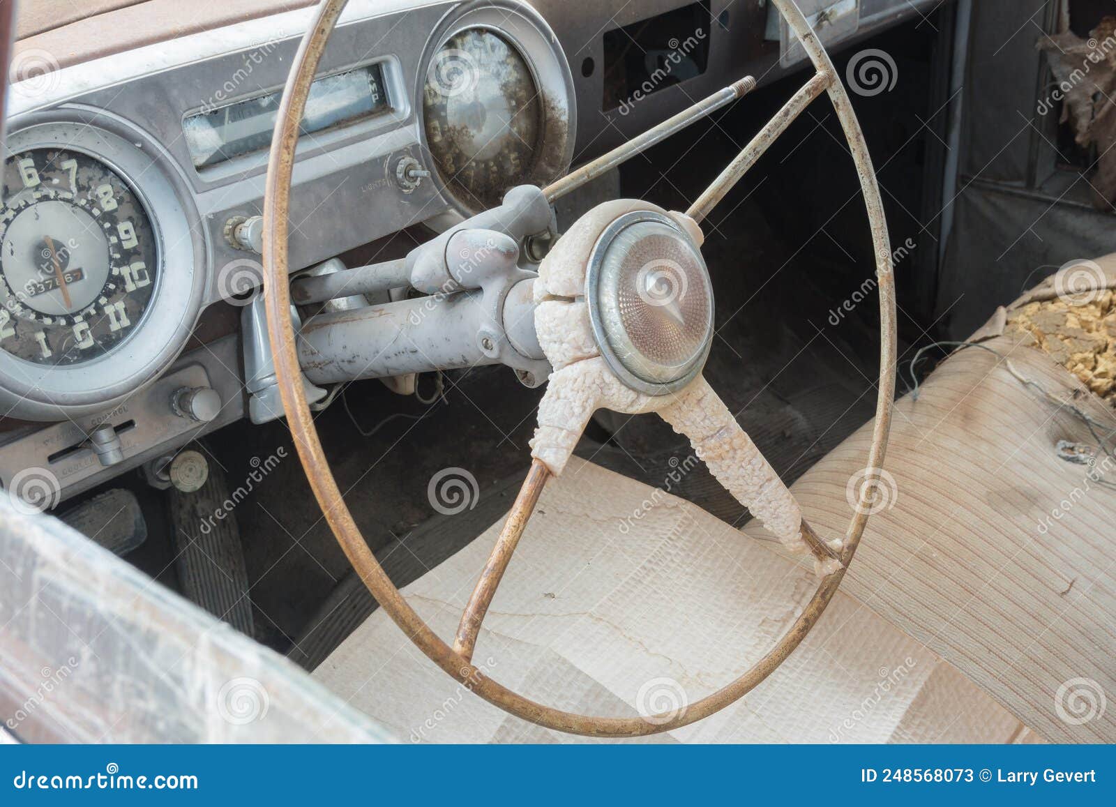 Interior, Rusted Out Old Car Stock Image - Image of country, faded ...