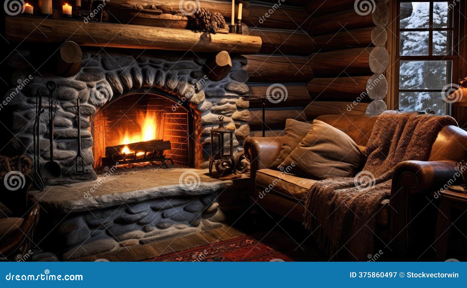 The Interior Of A Rustic Wooden Church With A Pulpit, Wooden Pews, And ...