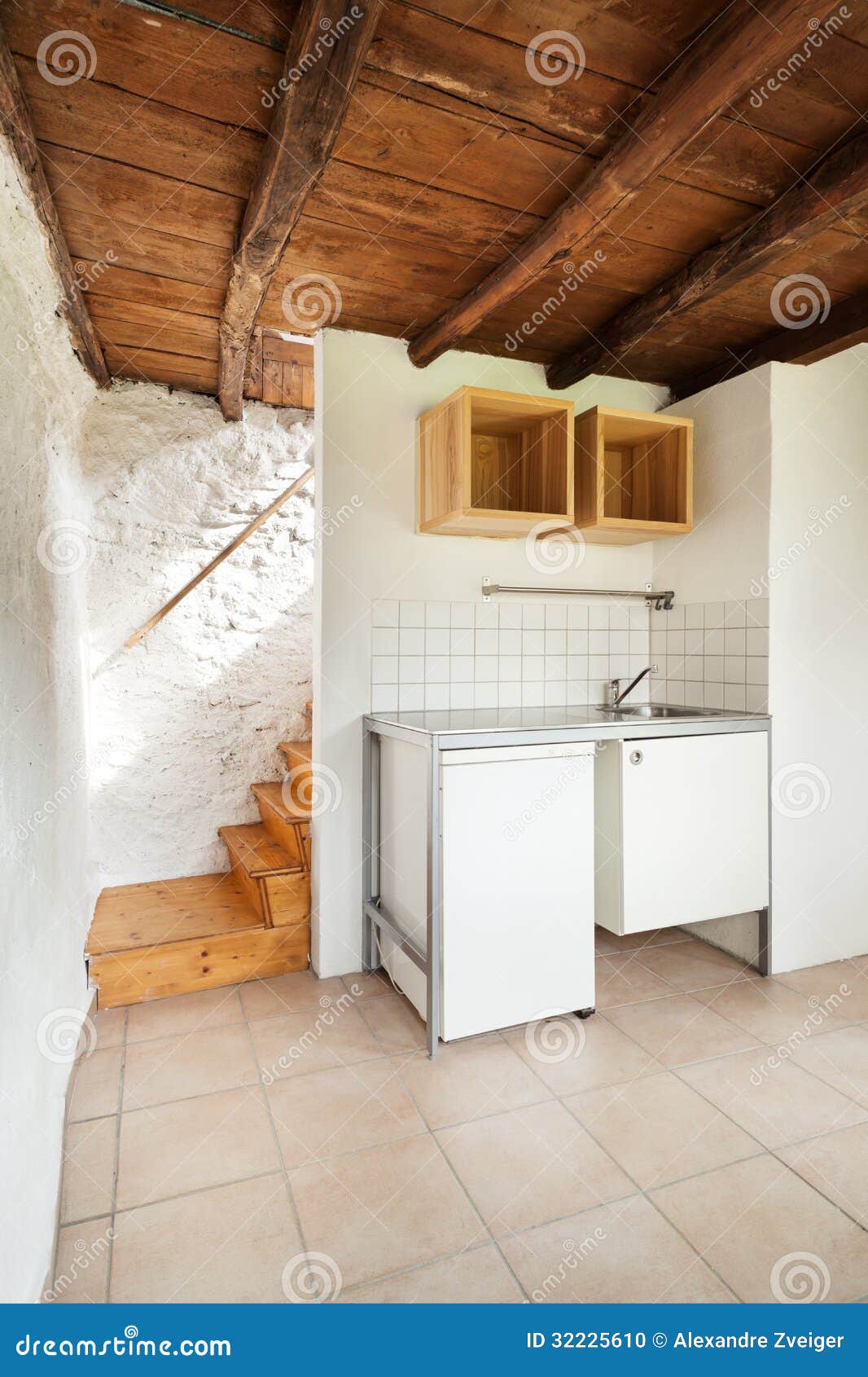 Interior rustic house stock photo. Image of refrigerator - 32225610