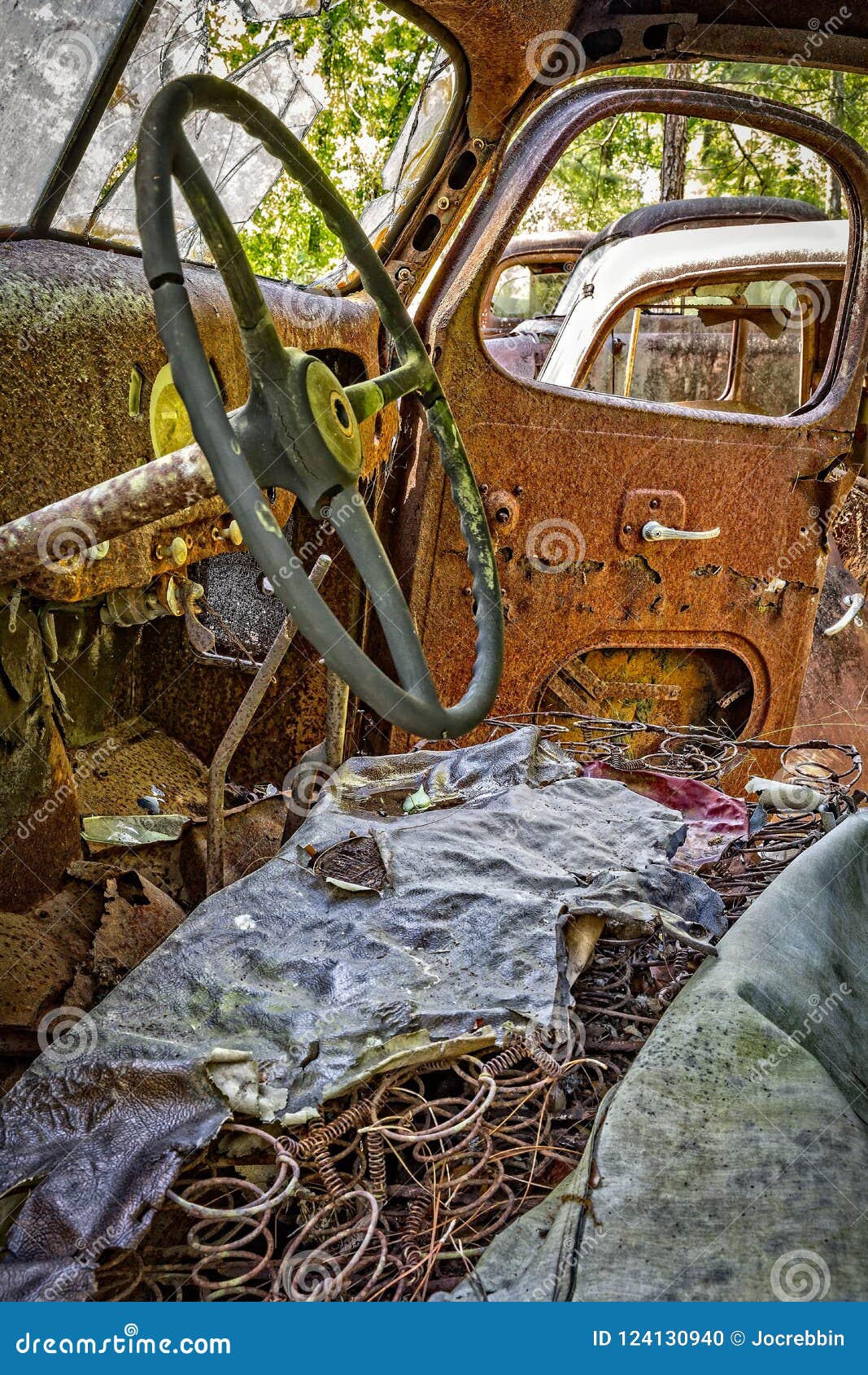 Interior of Rusty Old Truck Front Seat Stock Photo - Image of rust ...