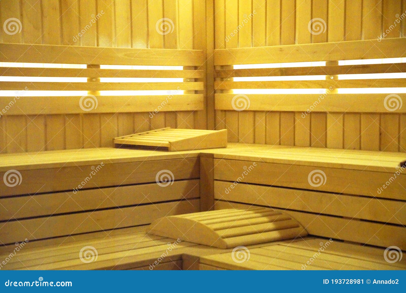 Interior of the Sauna, Finished with Wood with Lighting Stock Image ...