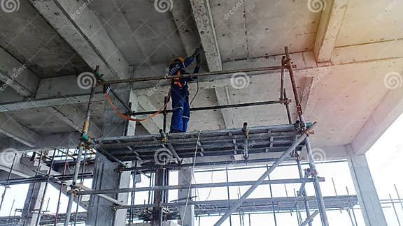 Interior Scaffolding Work stock photo. Image of project - 340239060