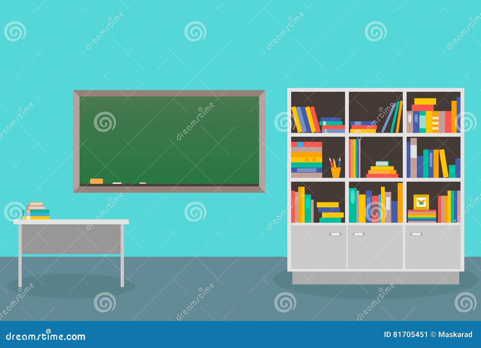Interior of a School Class. Vector. Stock Vector - Illustration of ...