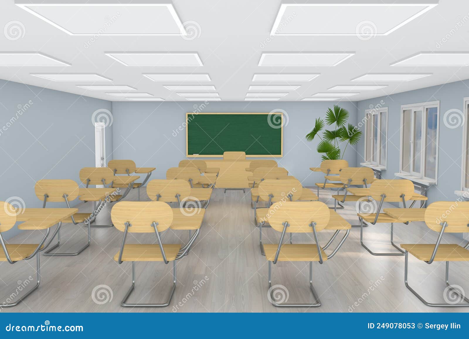 Interior School Classroom. 3d Illustration Stock Illustration ...