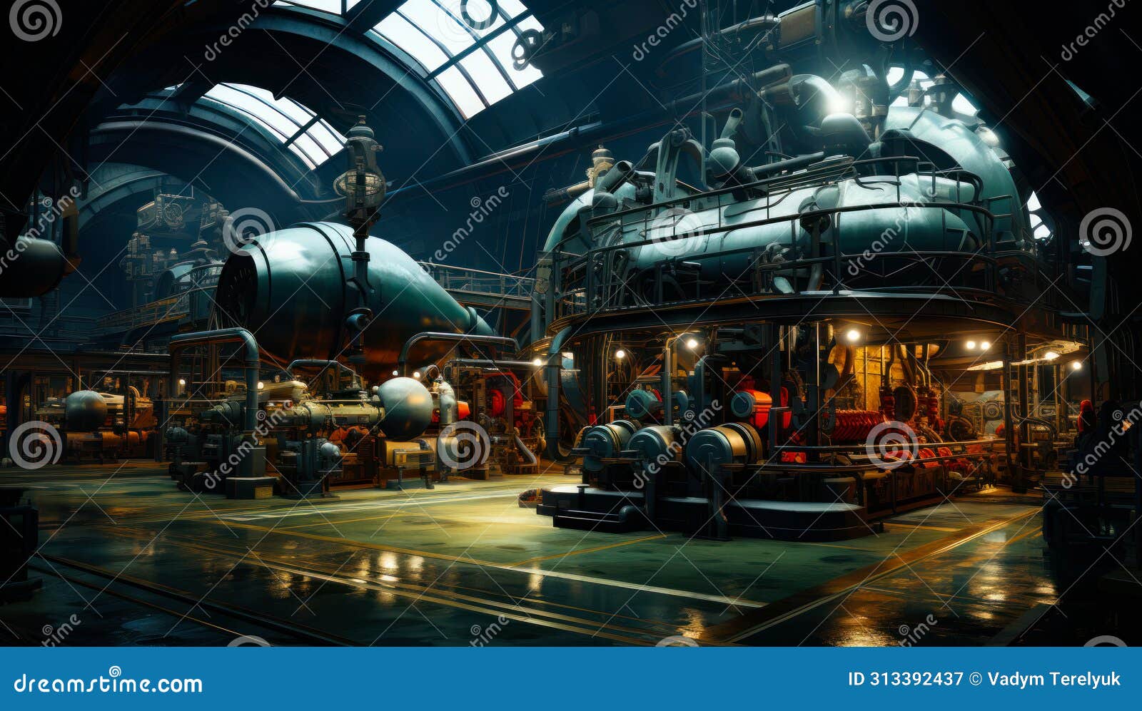 The Interior of Science Fiction Laboratory with Pipes Barrels and ...