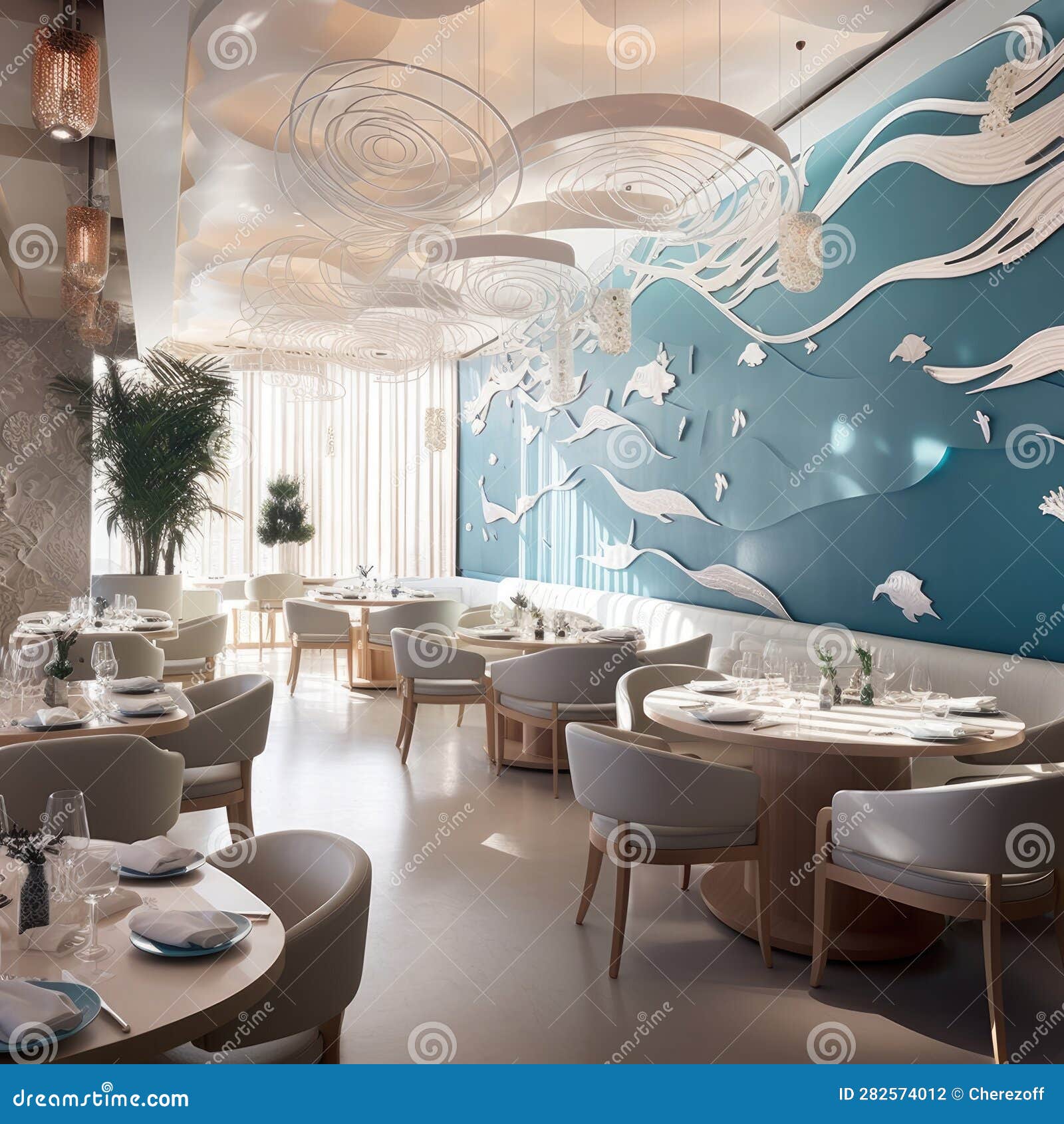 The Interior of the Seafood Restaurant Stock Illustration ...