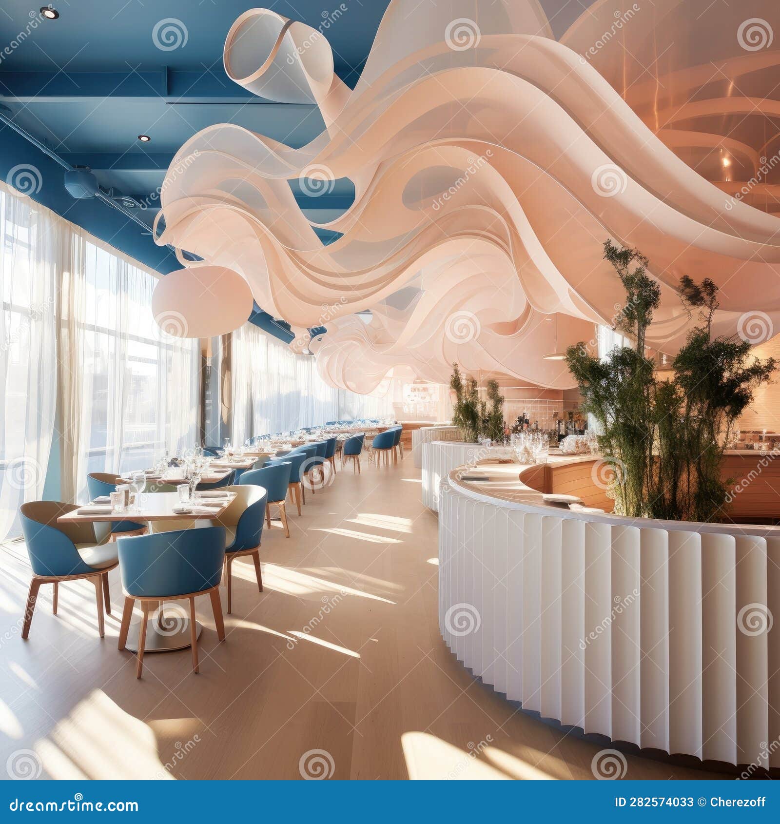 The Interior of the Seafood Restaurant Stock Illustration ...