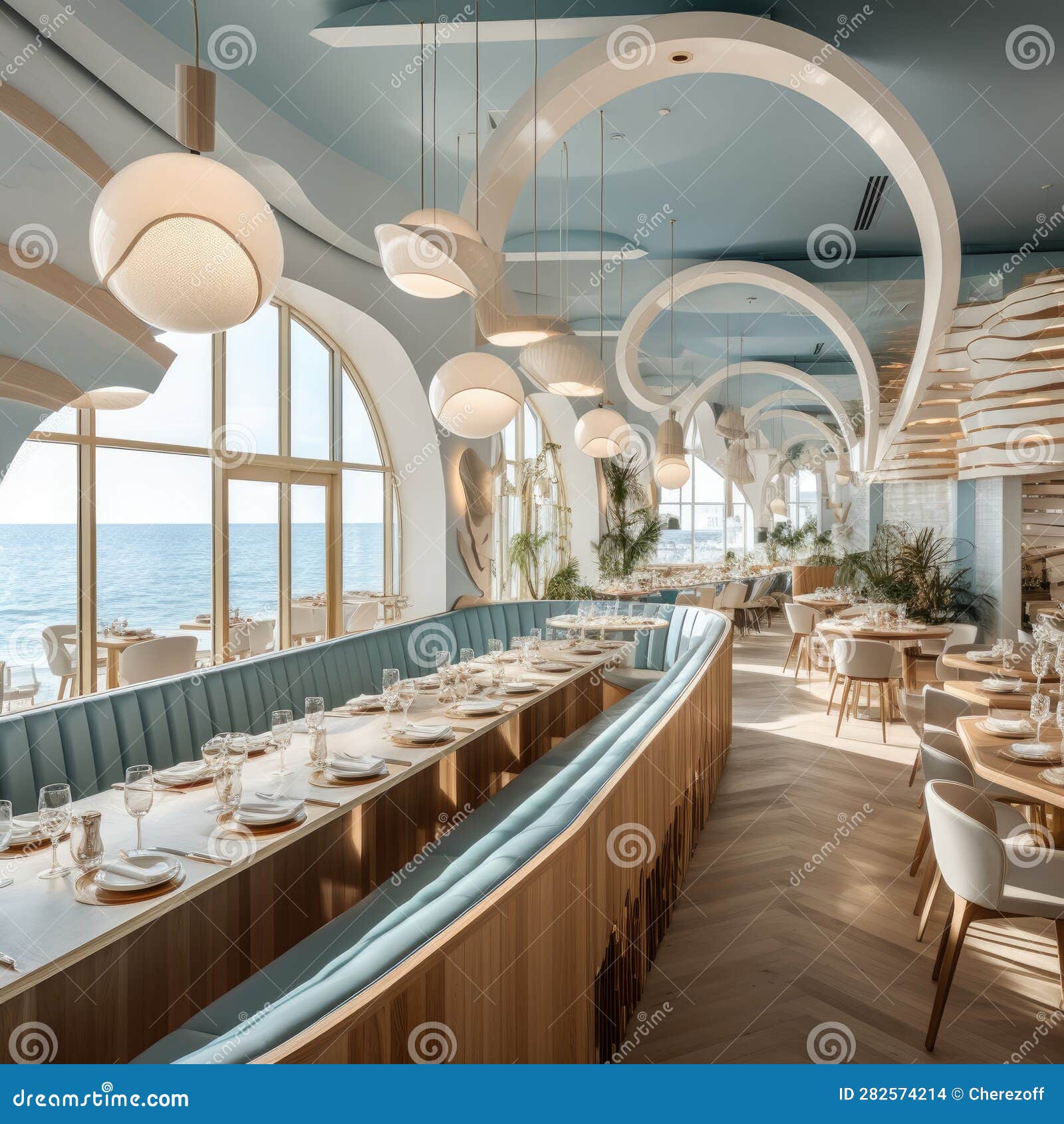 The Interior of the Seafood Restaurant Stock Illustration ...