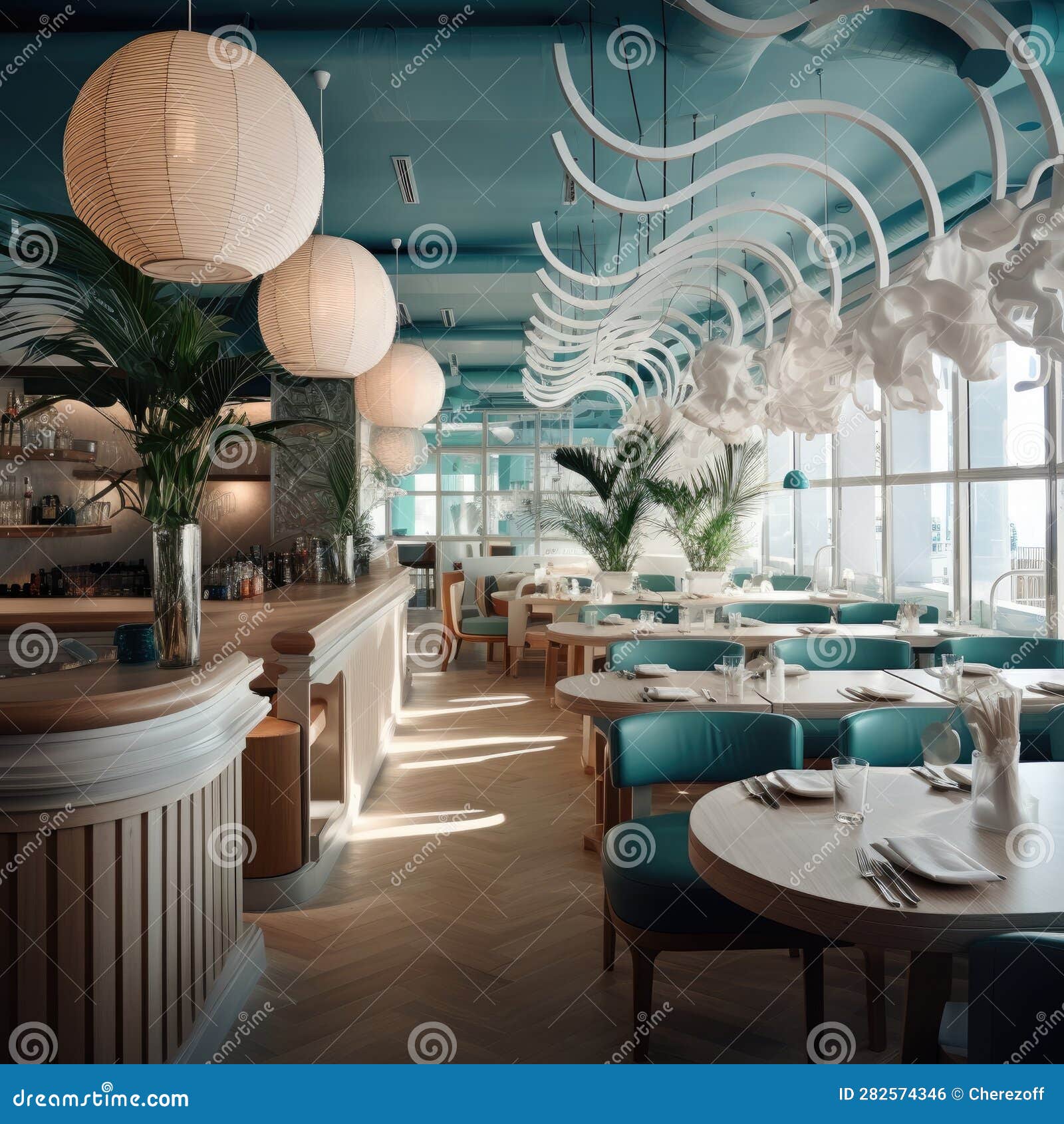The Interior of the Seafood Restaurant Stock Illustration ...