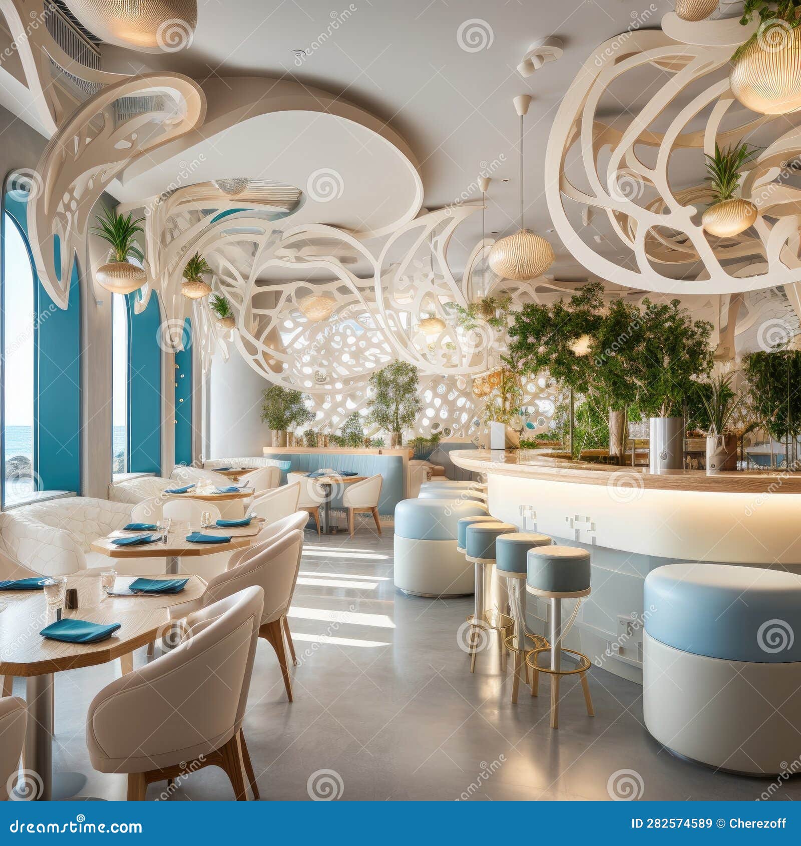 The Interior of the Seafood Restaurant Stock Image - Image of ...