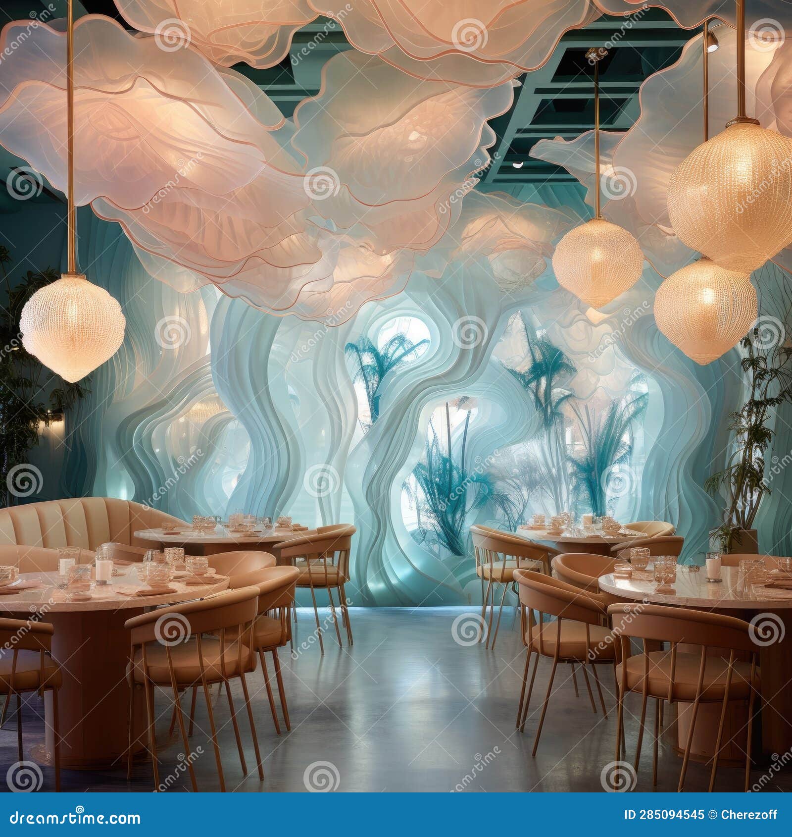 The Interior of the Seafood Restaurant Stock Illustration ...