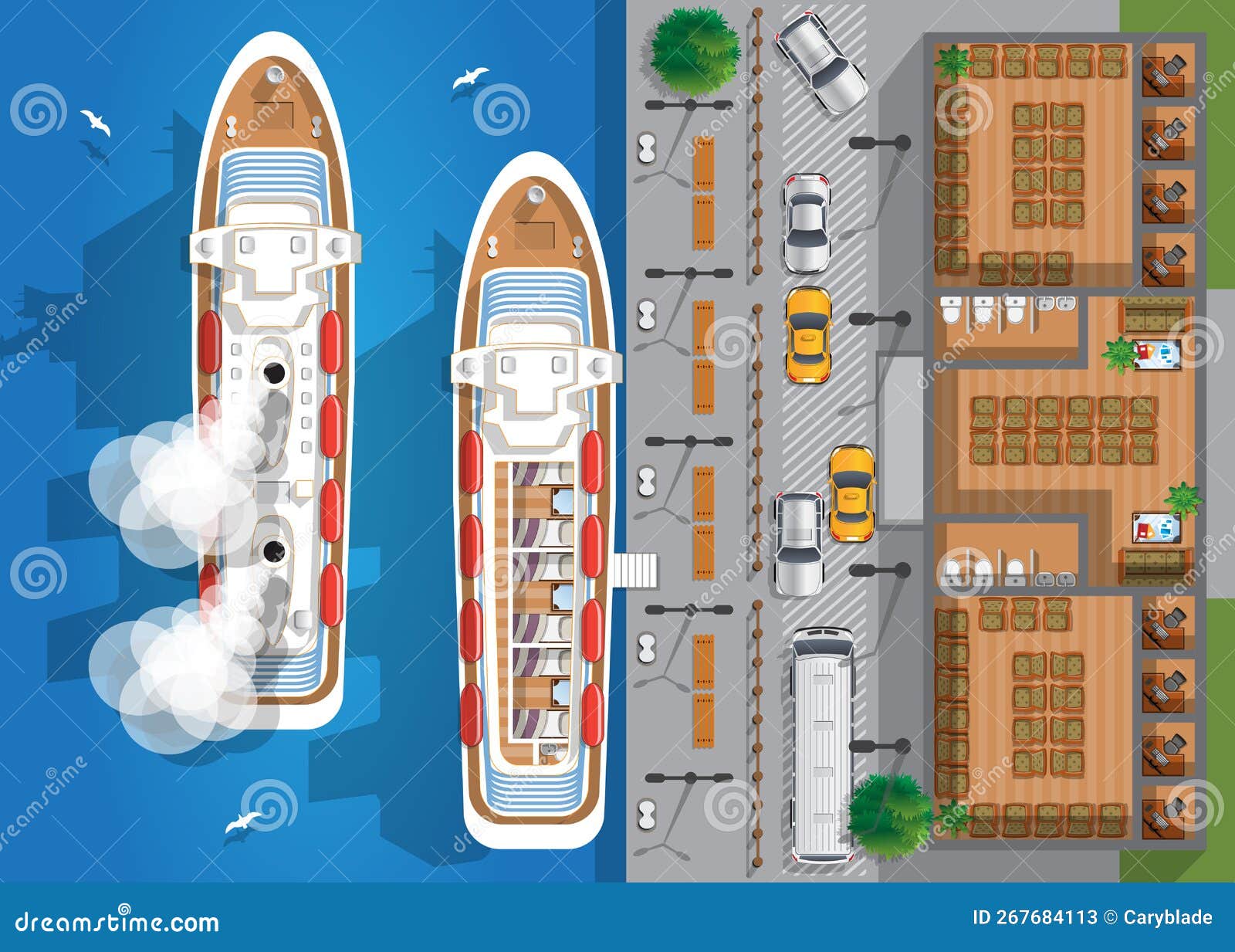 The Interior of the Seaport. Stock Vector - Illustration of indoor ...