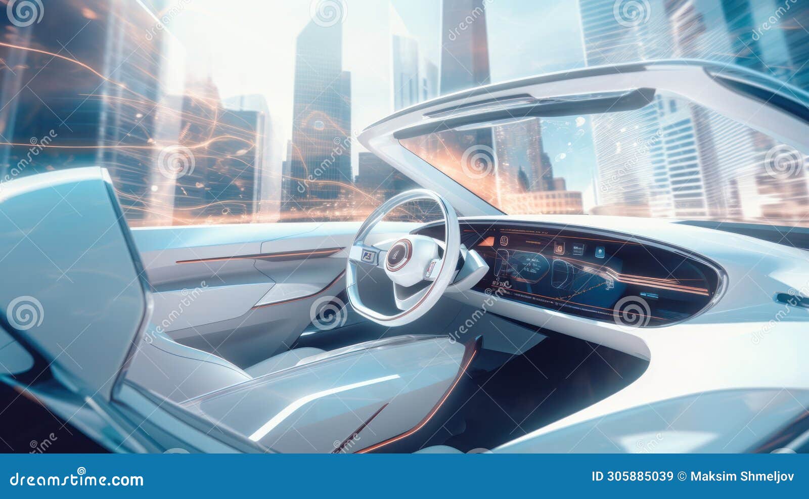 Interior of a Self-driving Car Controlled by an Artificial Intelligence ...