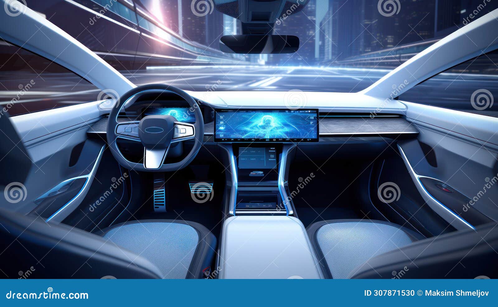 Interior of a Self-driving Car Controlled by an Artificial Intelligence ...