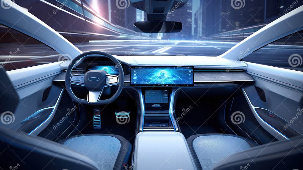 Interior of a Self-driving Car Controlled by an Artificial Intelligence ...
