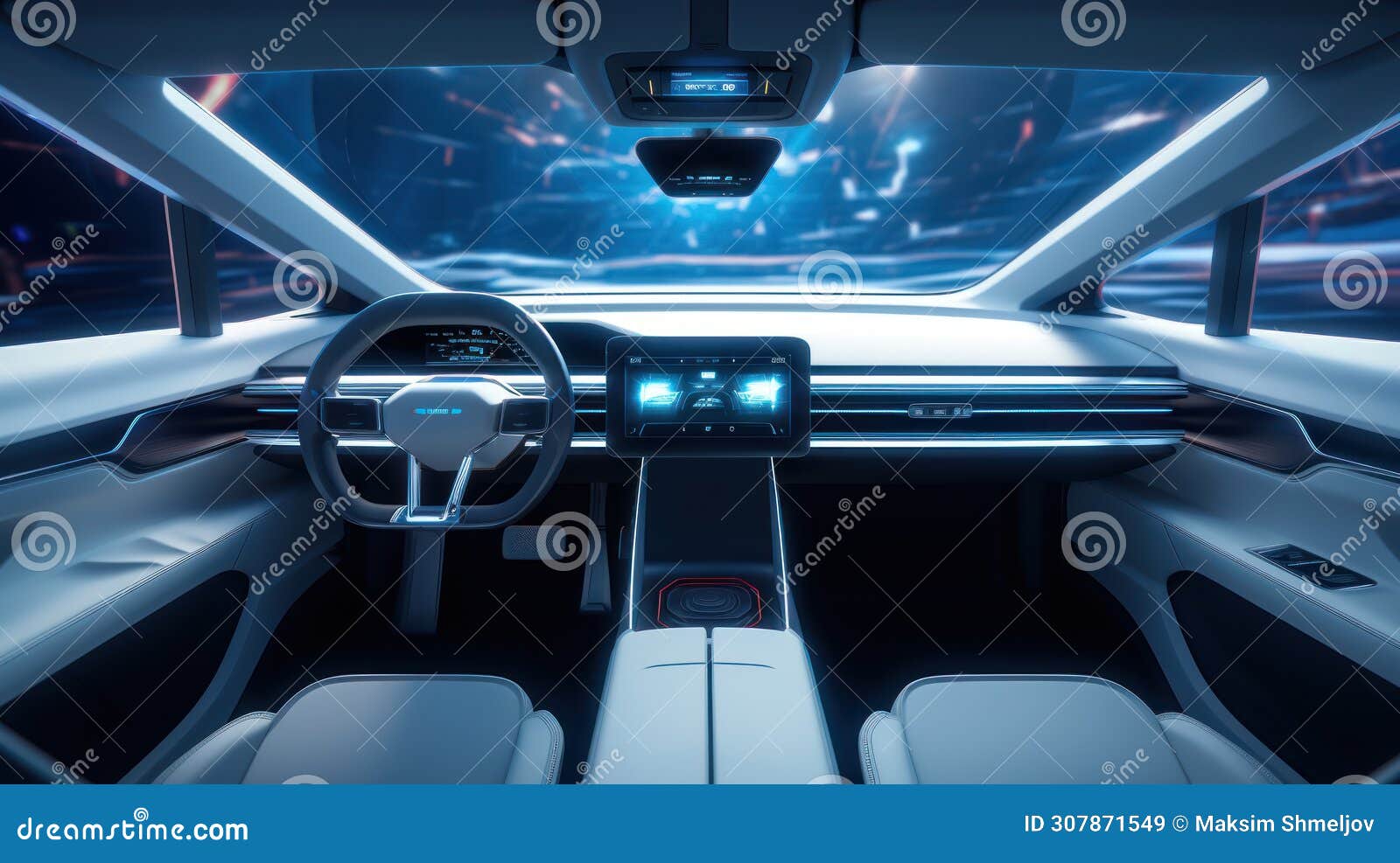 Interior of a Self-driving Car Controlled by an Artificial Intelligence ...