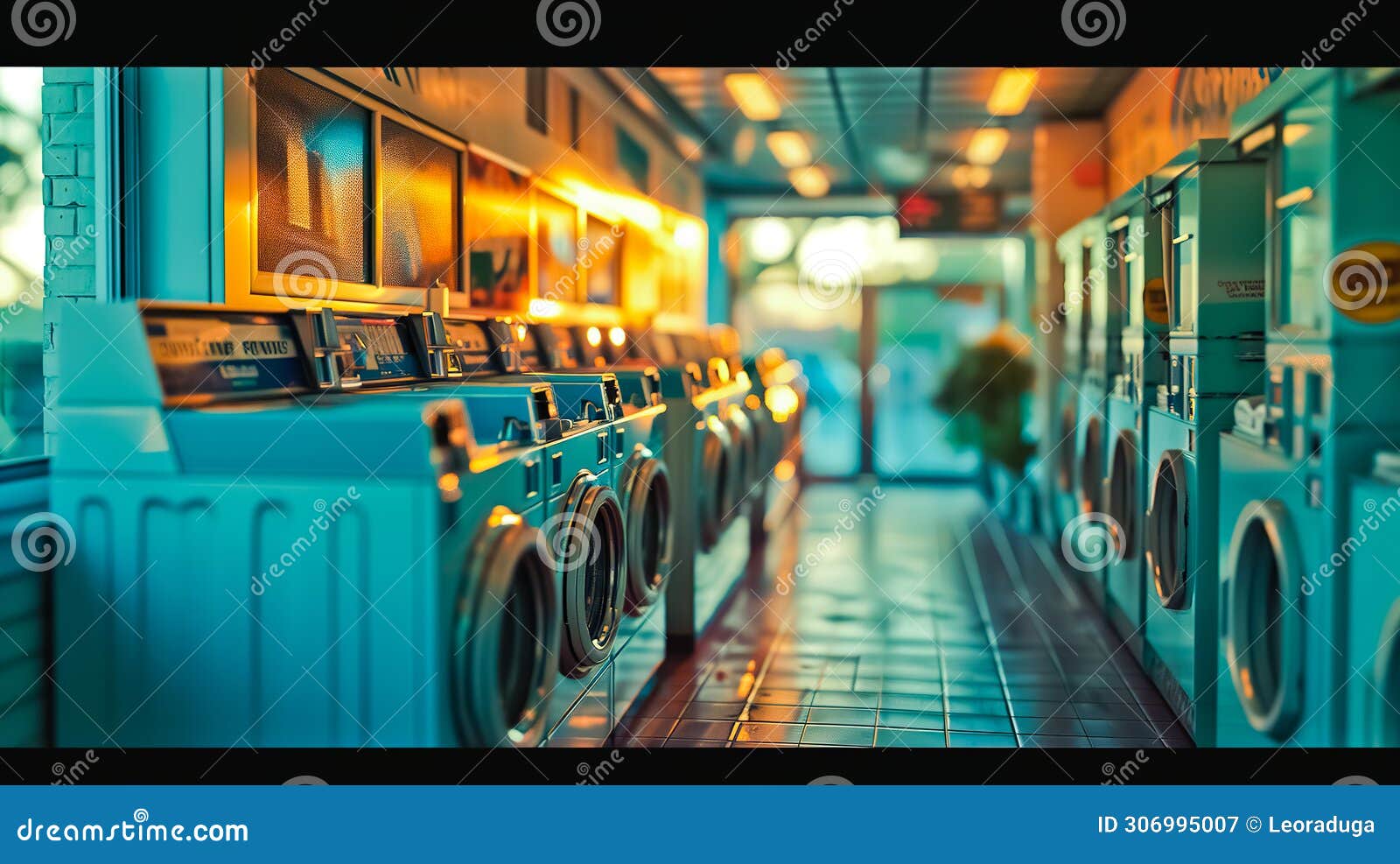 Interior of a Self-service Laundry Stock Illustration - Illustration of ...