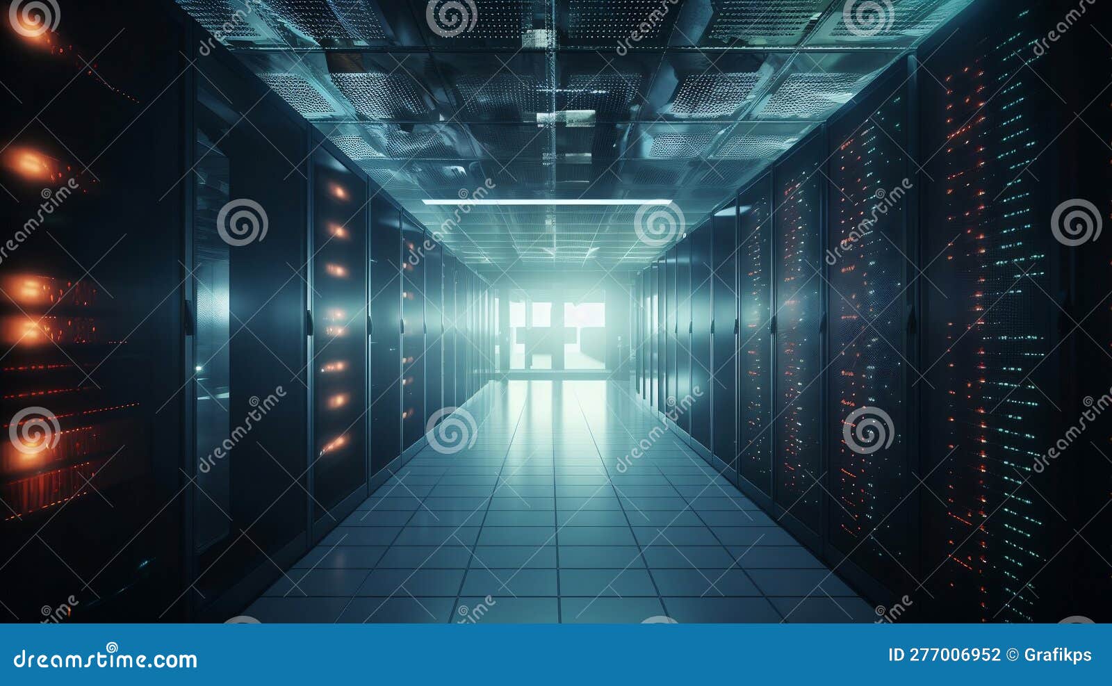 Interior of a Server Room, Where Server Towers are Visible on the Left ...
